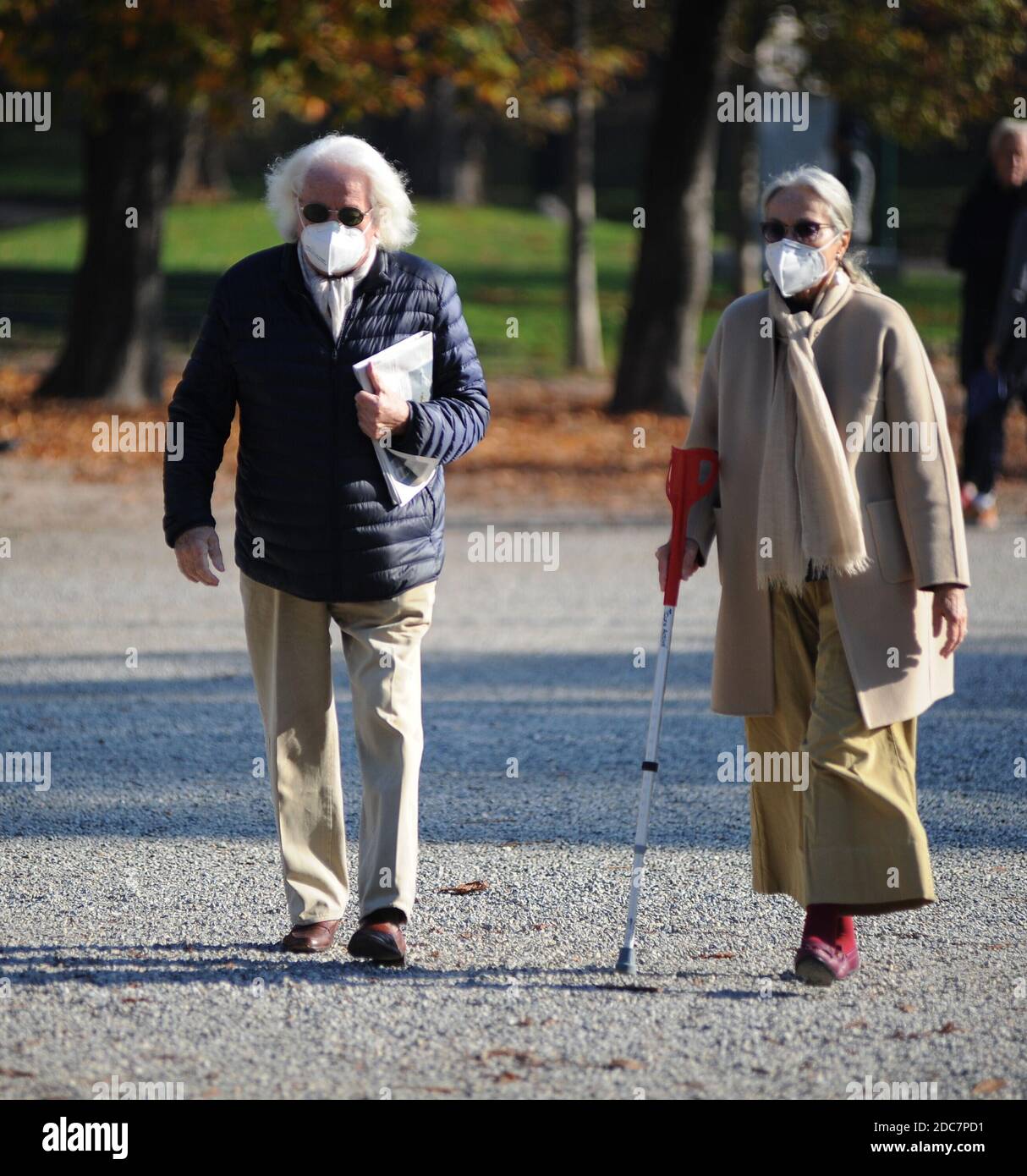 Milan, Giorgio Forattini and wife Ilaria at the park Giorgio Forattini ...