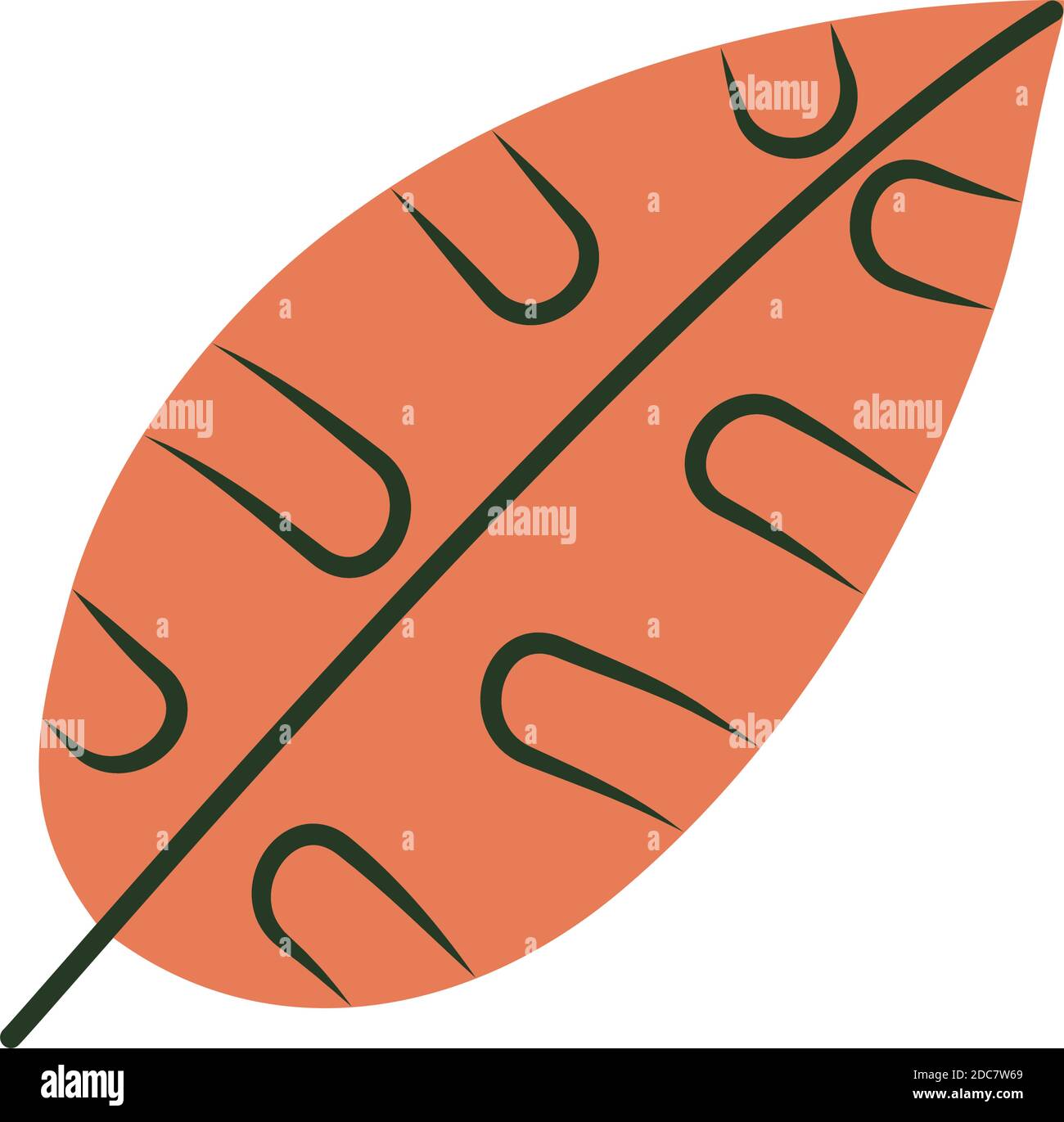 round leaf icon over white background, half line half color style ...