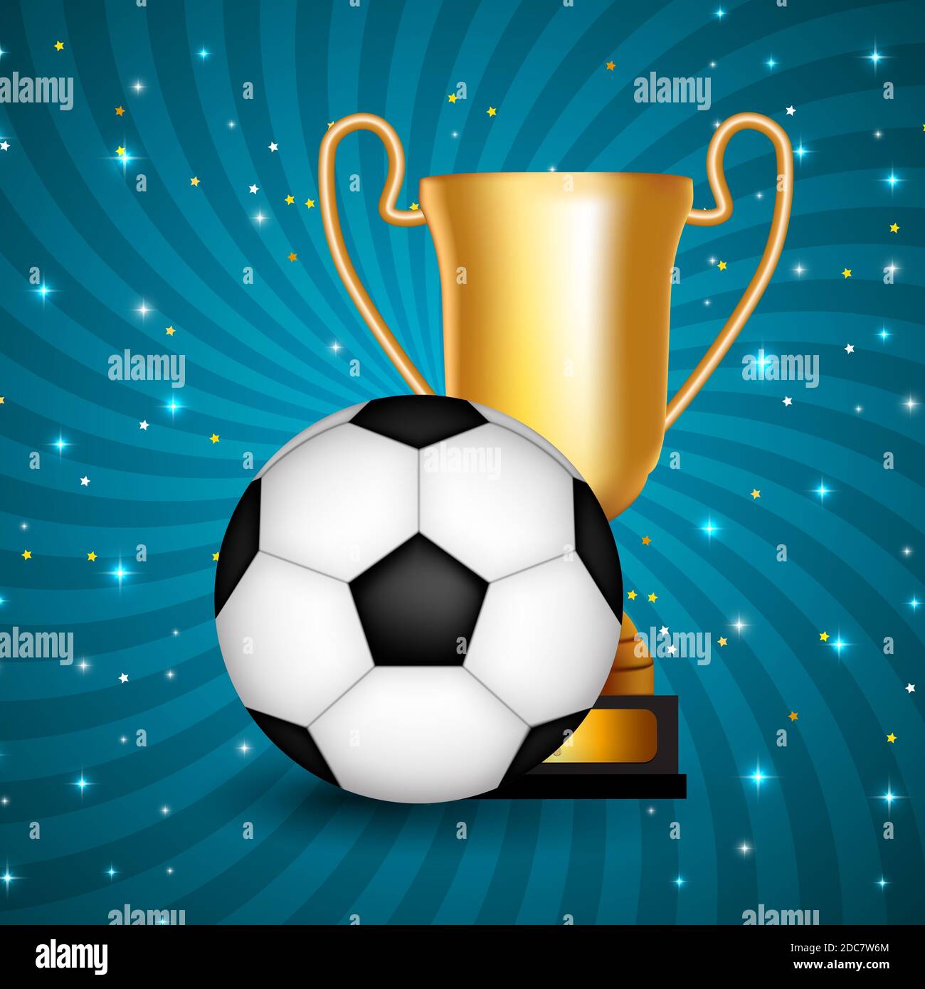 Winner Congratulations Background with Golden Cup and Football Ball ...