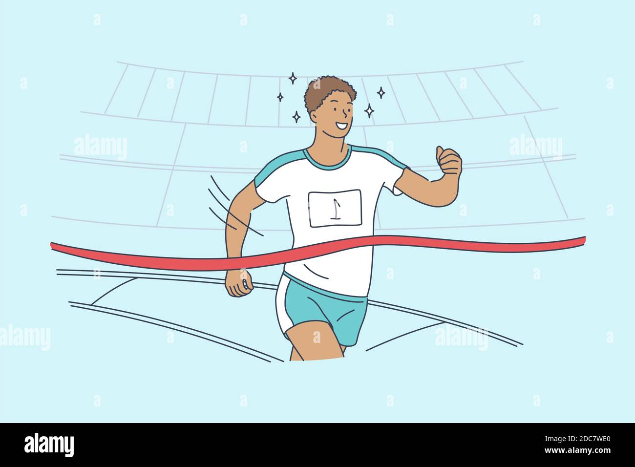 Happy boy winning race cartoon hi-res stock photography and images - Alamy