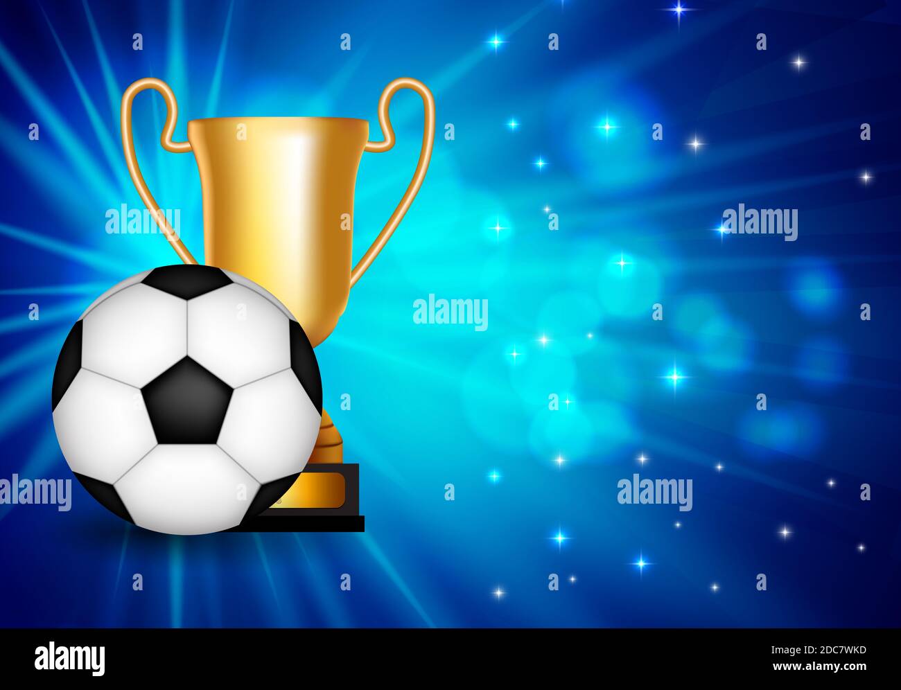 Winner Congratulations Background with Golden Cup and Football Ball ...