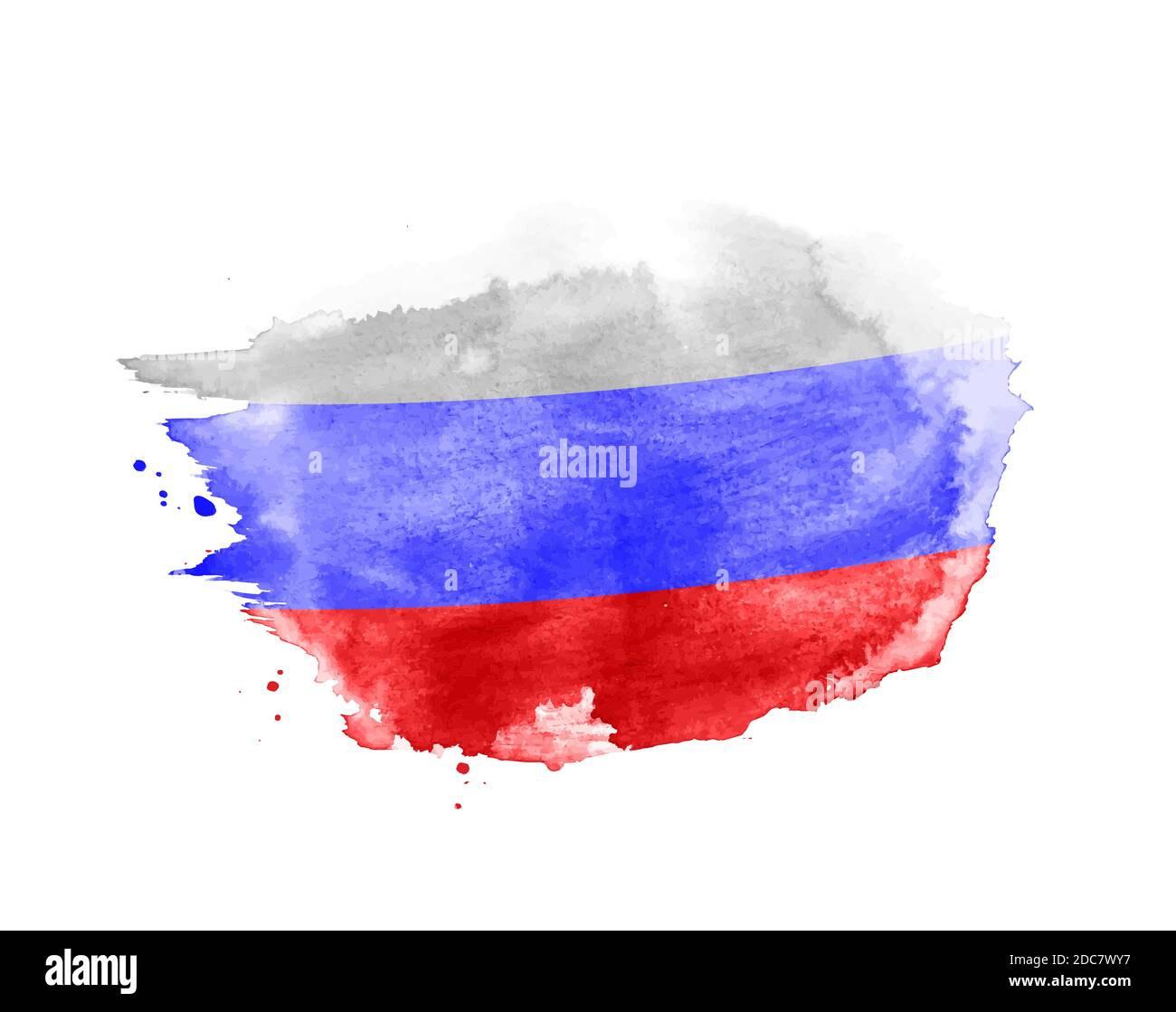 Hand Drawn Watercolor Brush Paint Russian Flag Background, Textured Art ...