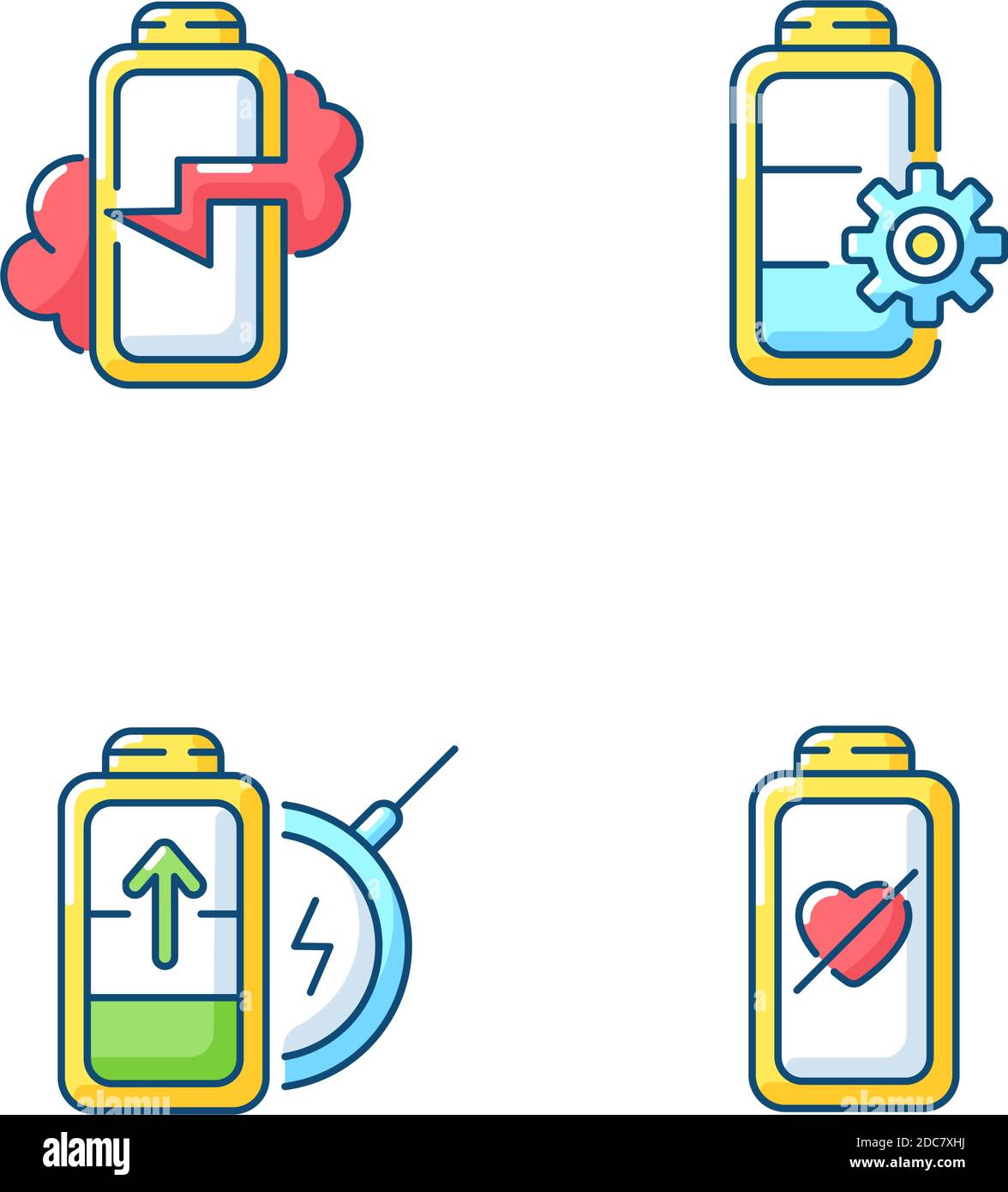 Proper battery usage RGB color icons set Stock Vector Image & Art - Alamy