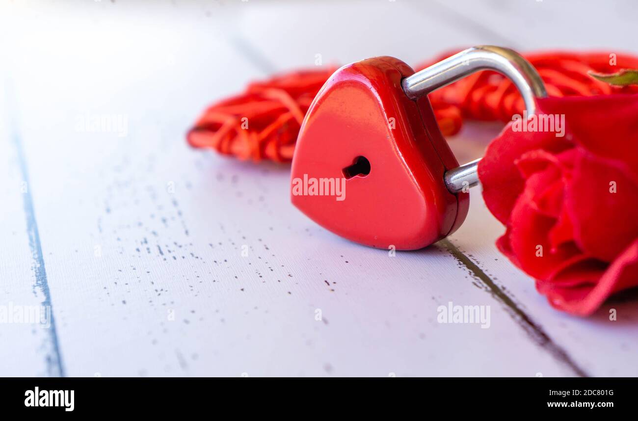 Roses and Red Keys on wood table Valentine's Day concept and the day of ...
