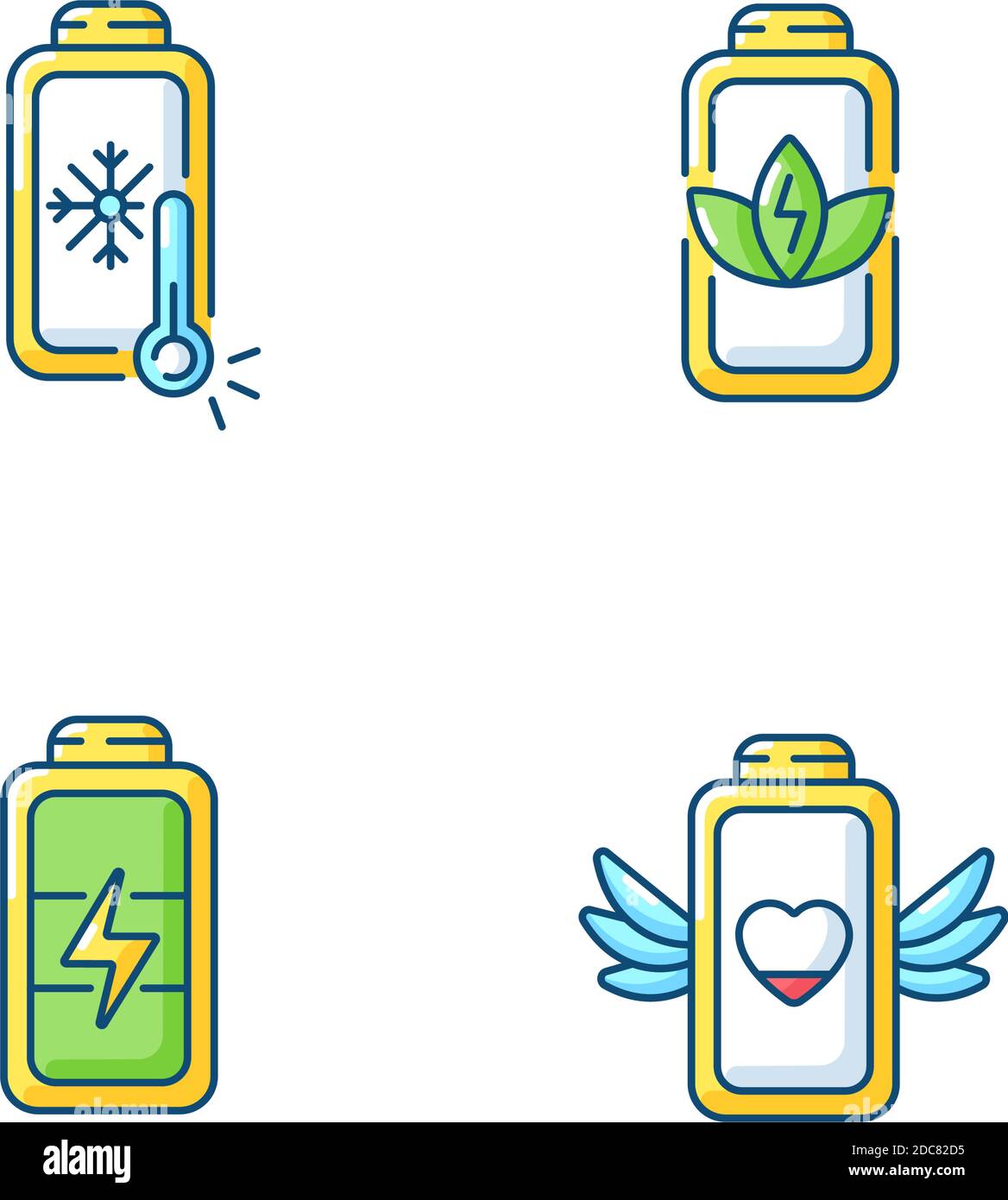 Different battery modes RGB color icons set Stock Vector Image & Art ...