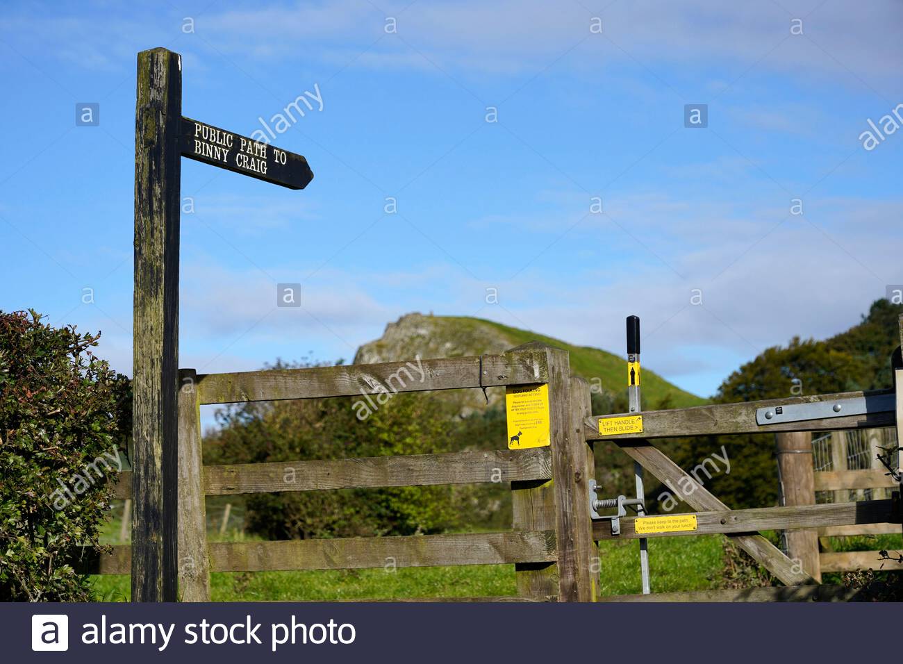 Public path sign marker for Binny Craig , West Lothian, Scotland Stock ...