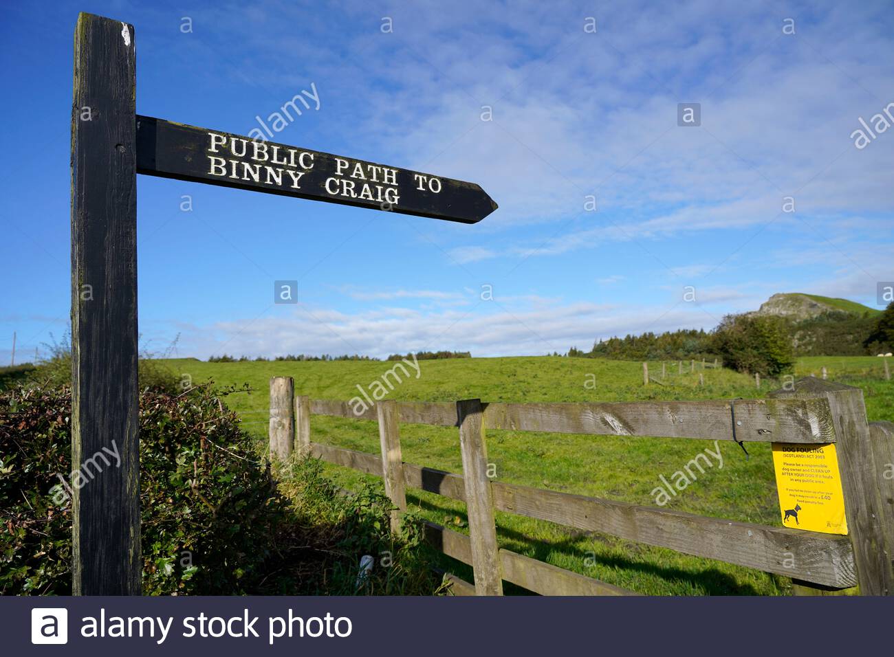 Public path sign marker for Binny Craig , West Lothian, Scotland Stock ...