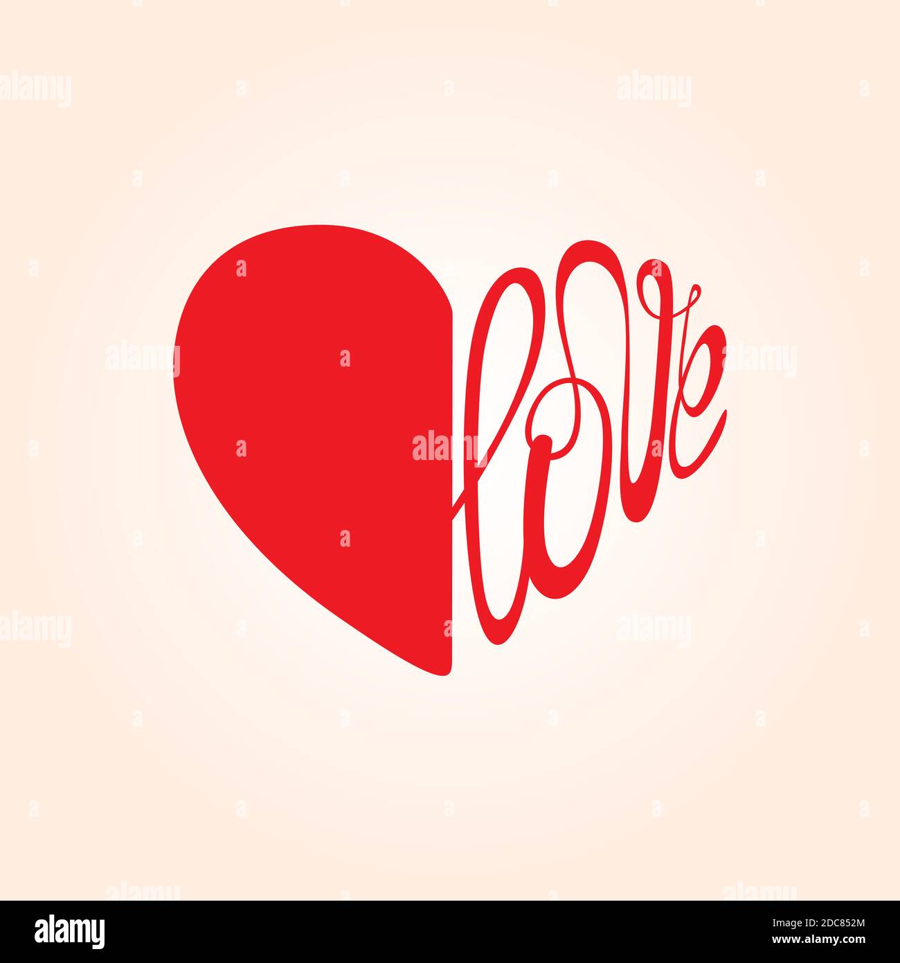 Hand lettering love in heart on a white background Stock Vector Image ...