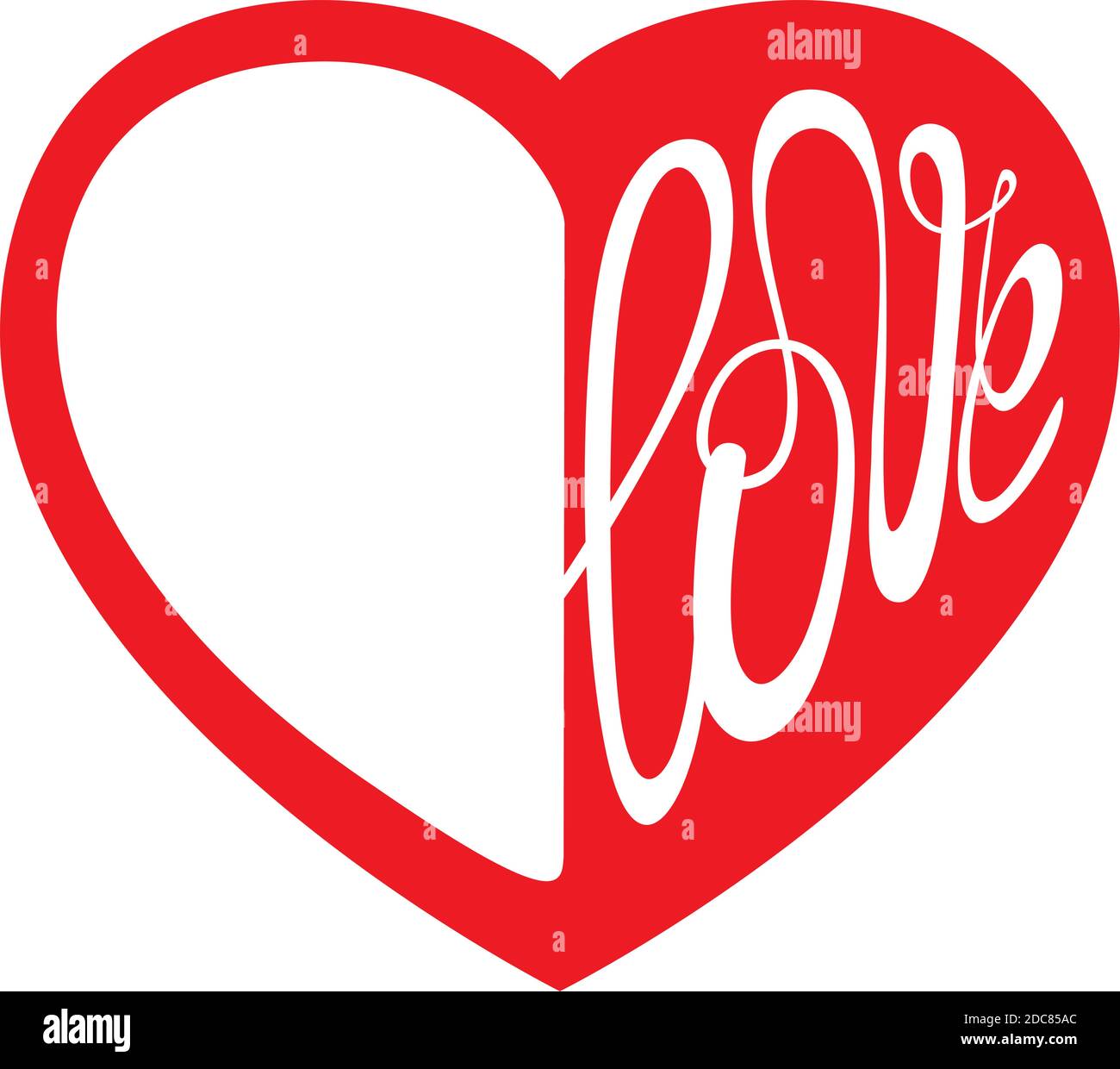 Hand lettering love in heart on a white background Stock Vector Image ...