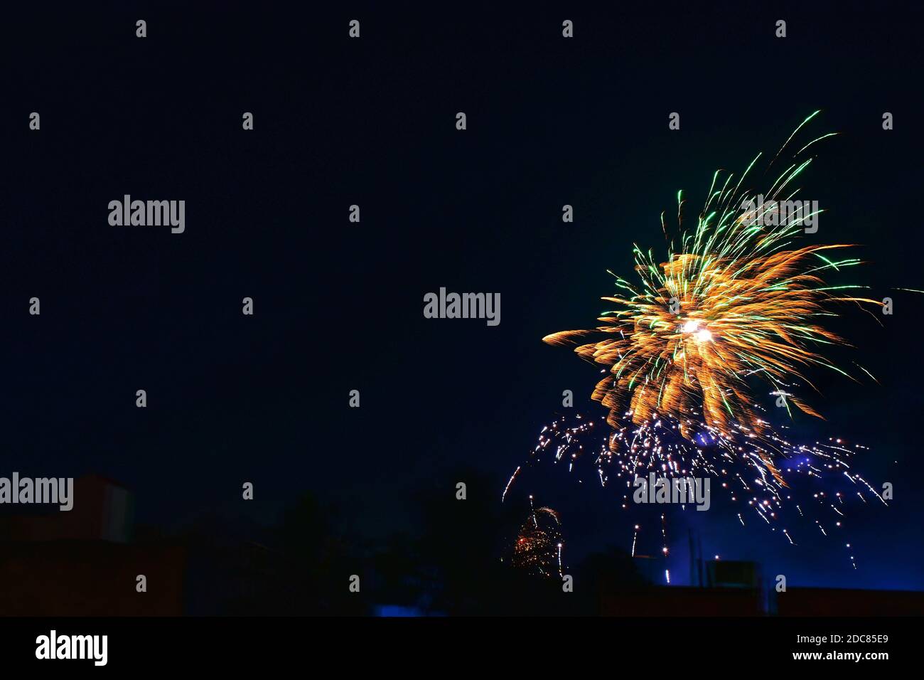 Fireworks on night sky Stock Photo - Alamy