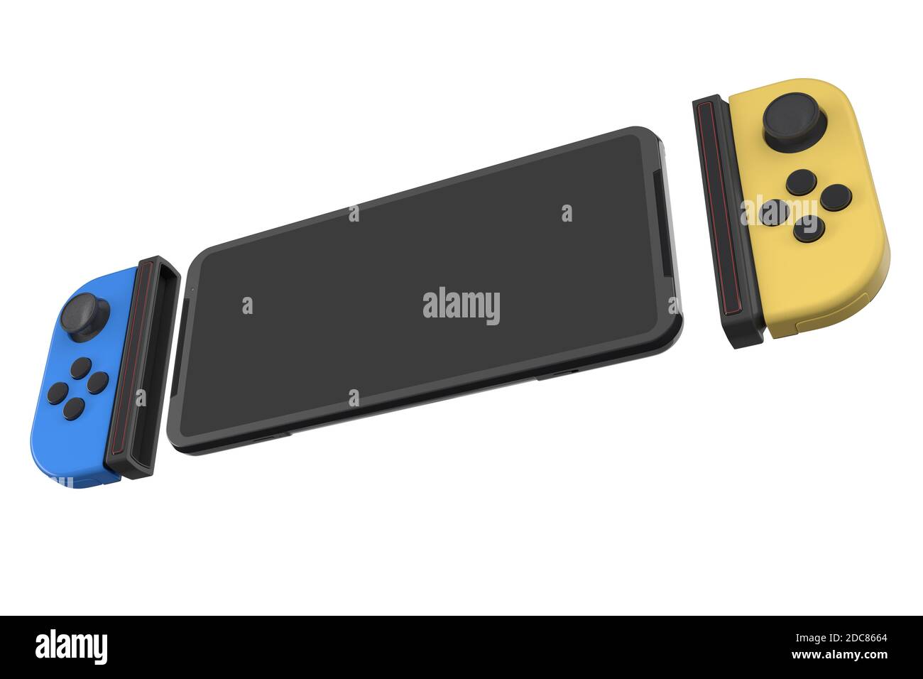 Realistic video game controllers attached to mobile phone isolated on ...