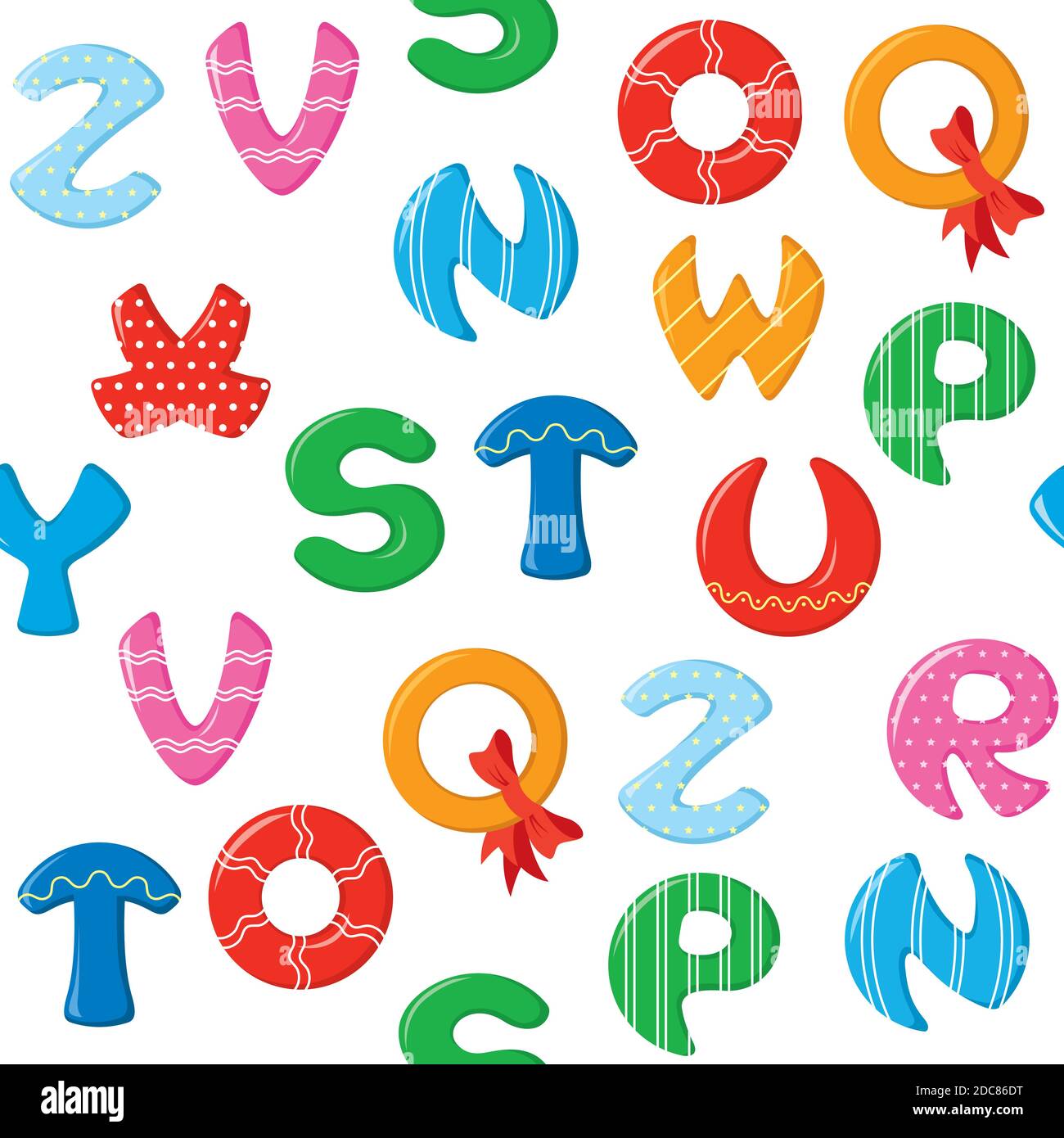 seamless pattern colorful alphabet on white background Stock Vector ...