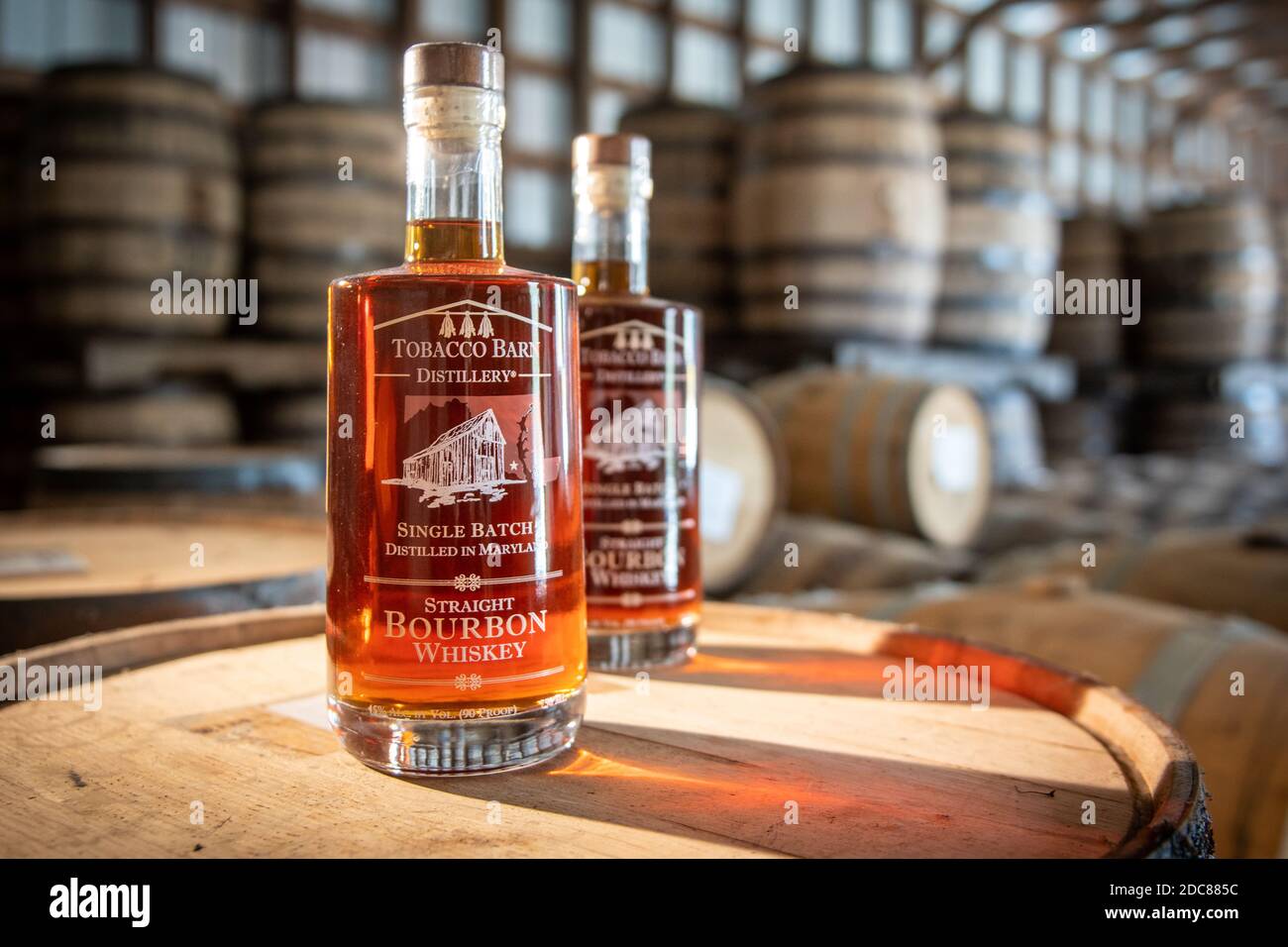 Close up of bourbon whiskey at Tobacco Barn Distillery in Hollywood, MD ...