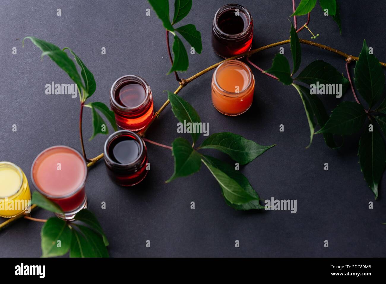 berry alcoholic tinctures in shorts Stock Photo - Alamy