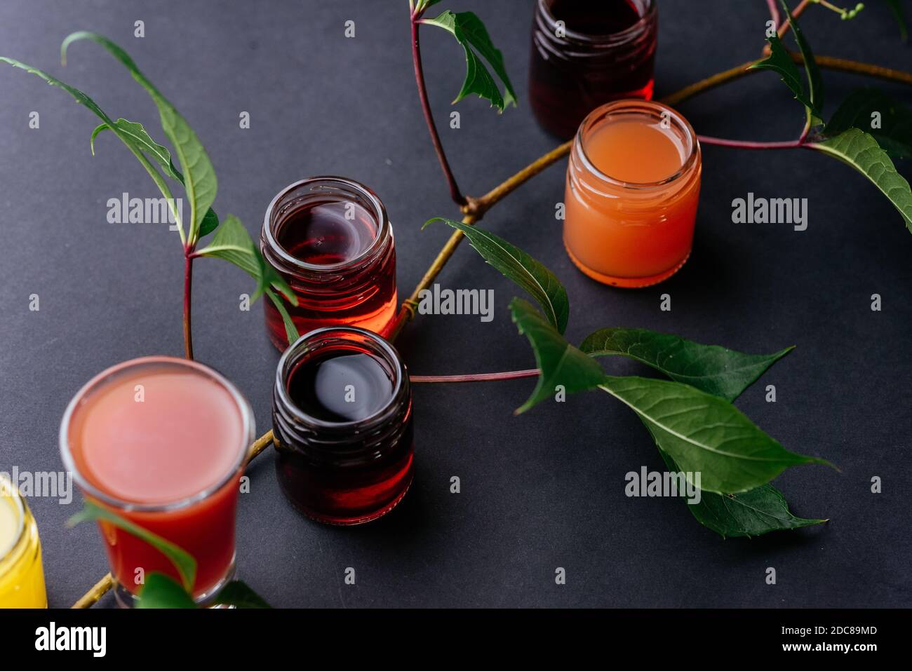 berry alcoholic tinctures in shorts Stock Photo - Alamy