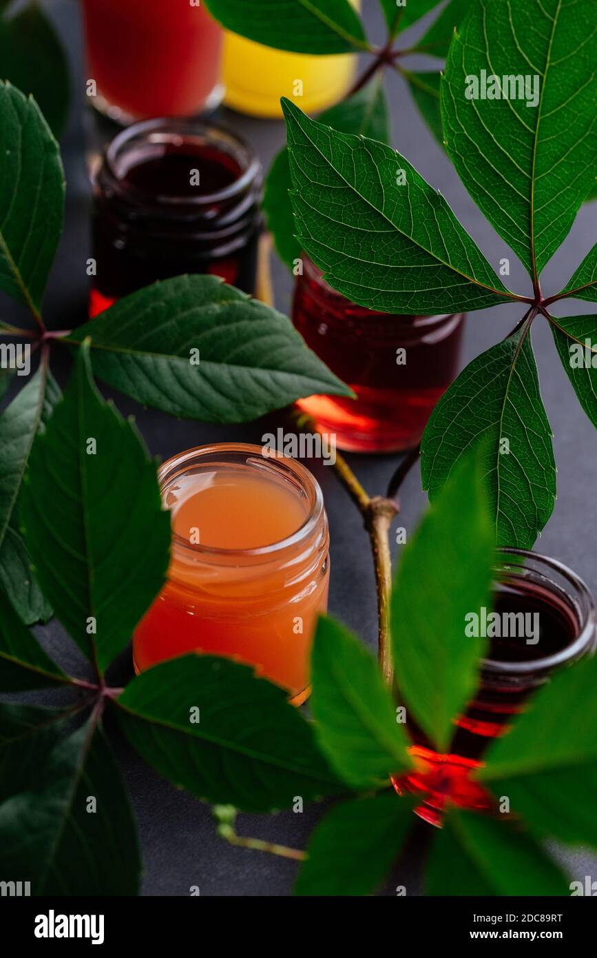 berry alcoholic tinctures in shorts Stock Photo - Alamy