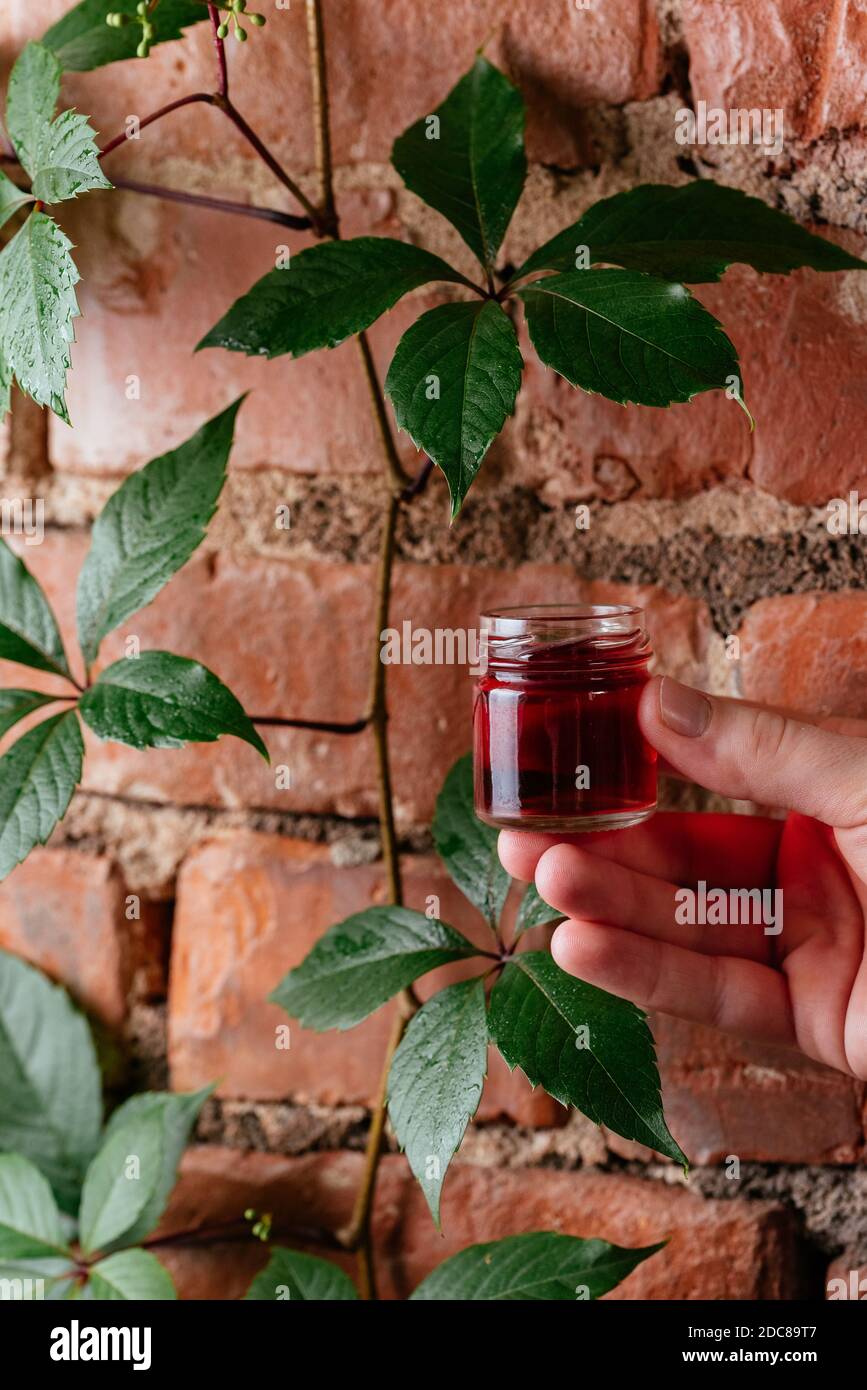 berry alcoholic tinctures in shorts Stock Photo - Alamy