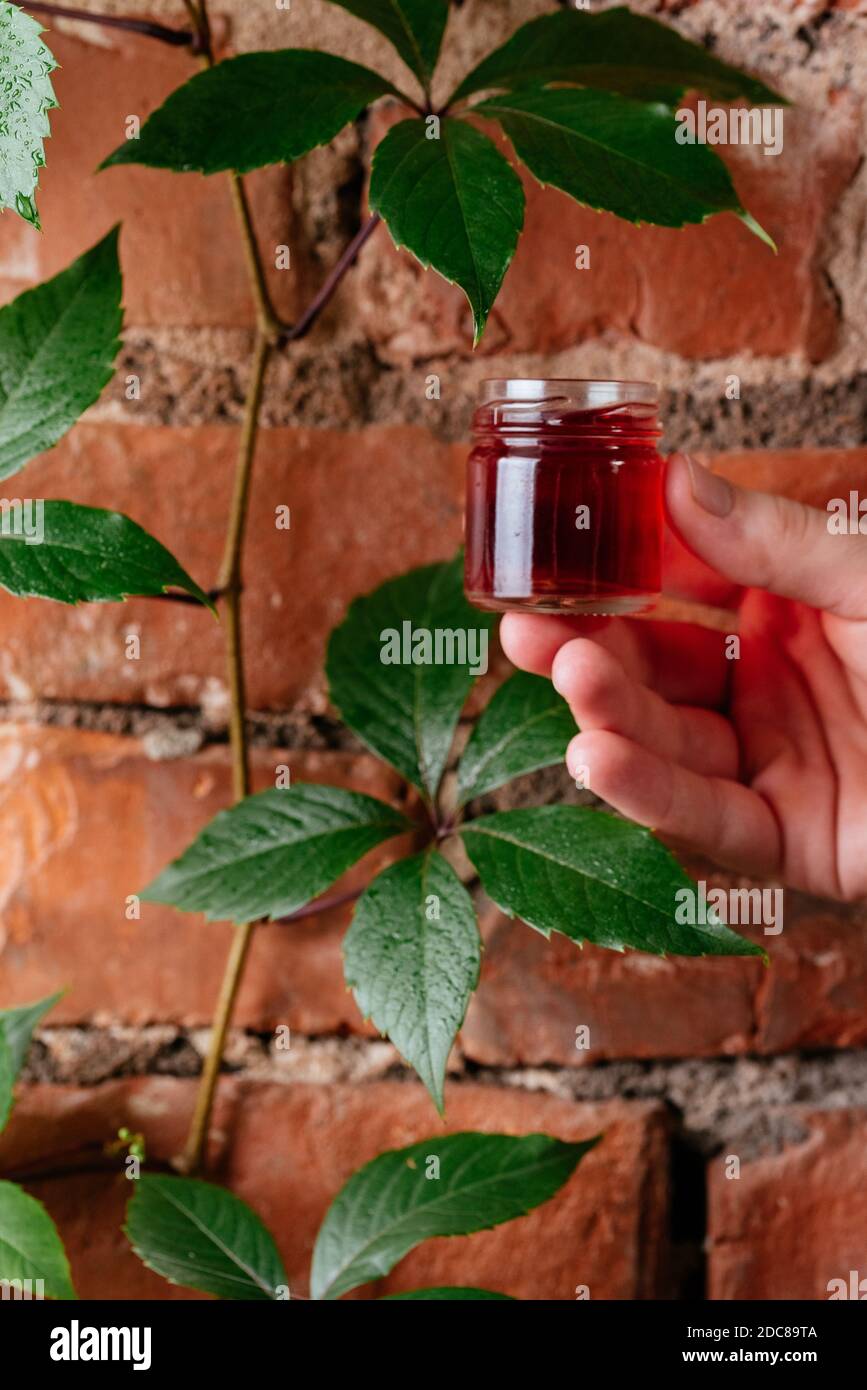 berry alcoholic tinctures in shorts Stock Photo - Alamy