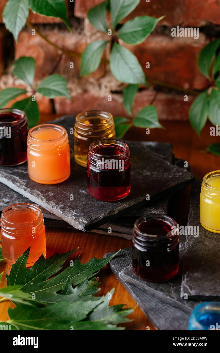 berry alcoholic tinctures in shorts Stock Photo - Alamy