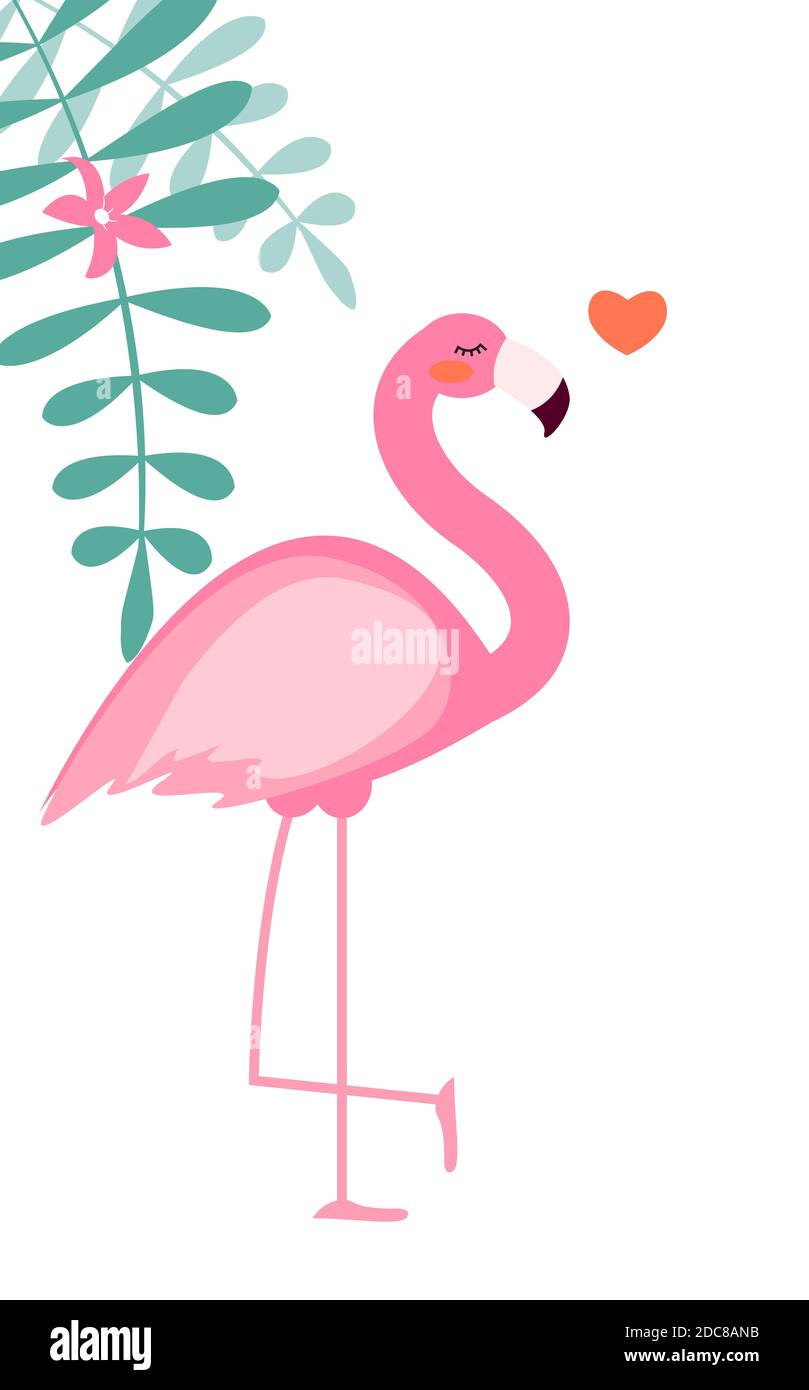 Cute Pink Flamingo Icon Illustration Stock Photo - Alamy
