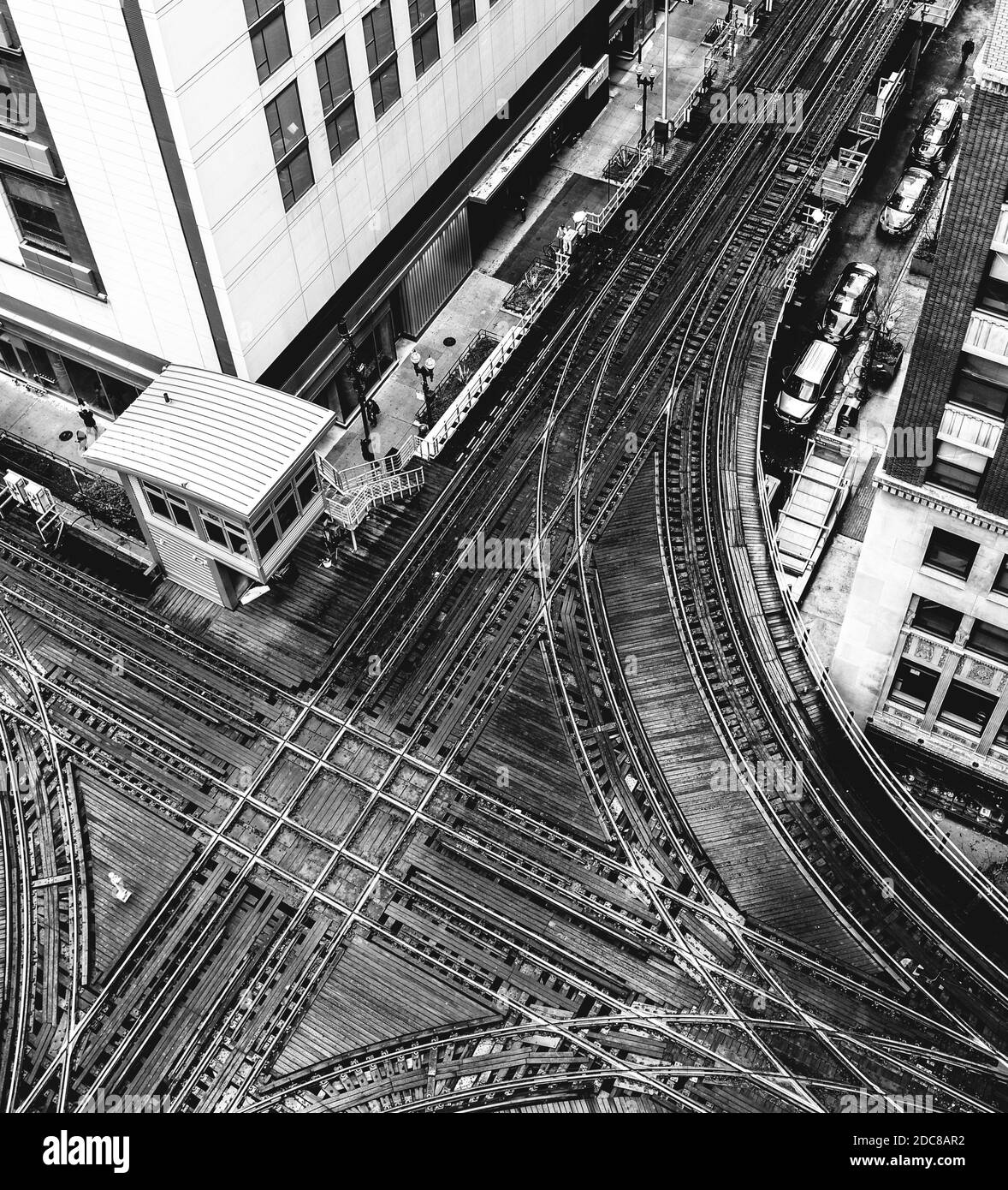 empty subway commuter train tracks in the big city Stock Photo - Alamy