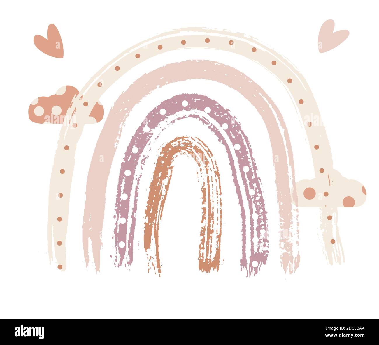 Boho Rainbow Print with Clouds For Playroom With Neutral Gender Colors ...