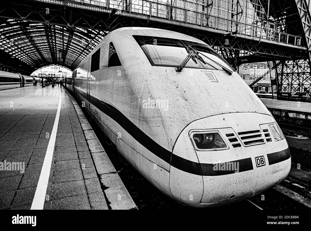 A dirty ICE high-speed train enters Cologne Central Station Stock Photo ...