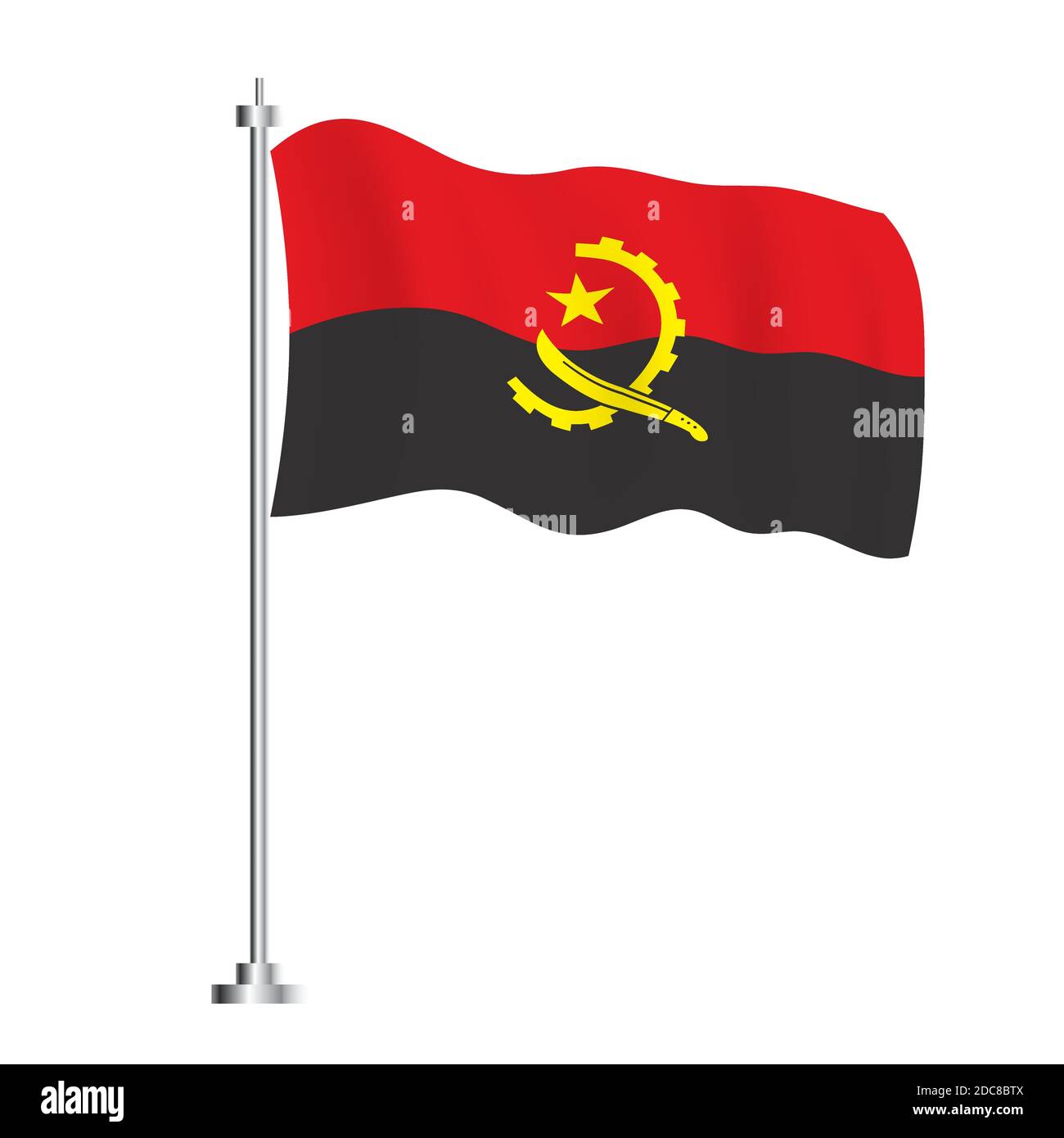 Angolan Flag. Isolated Wave Flag of Angola Country. Vector Illustration ...