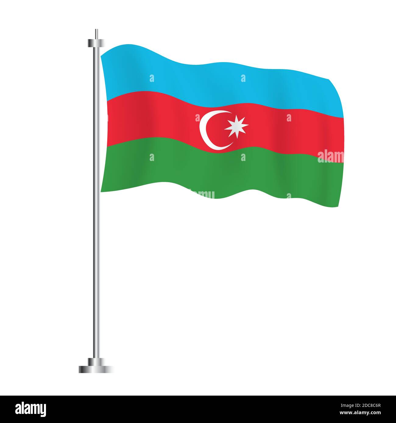 Azerbaijani Flag. Isolated Wave Flag of Azerbaijan Country. Vector ...