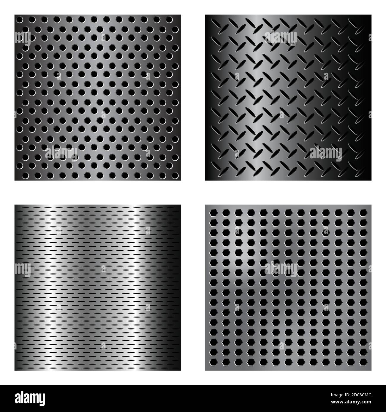 Set of metal textures on white background isolated vector object Stock ...