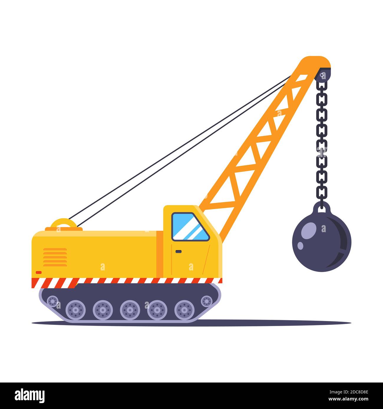 yellow construction vehicle for the demolition of the building. flat ...