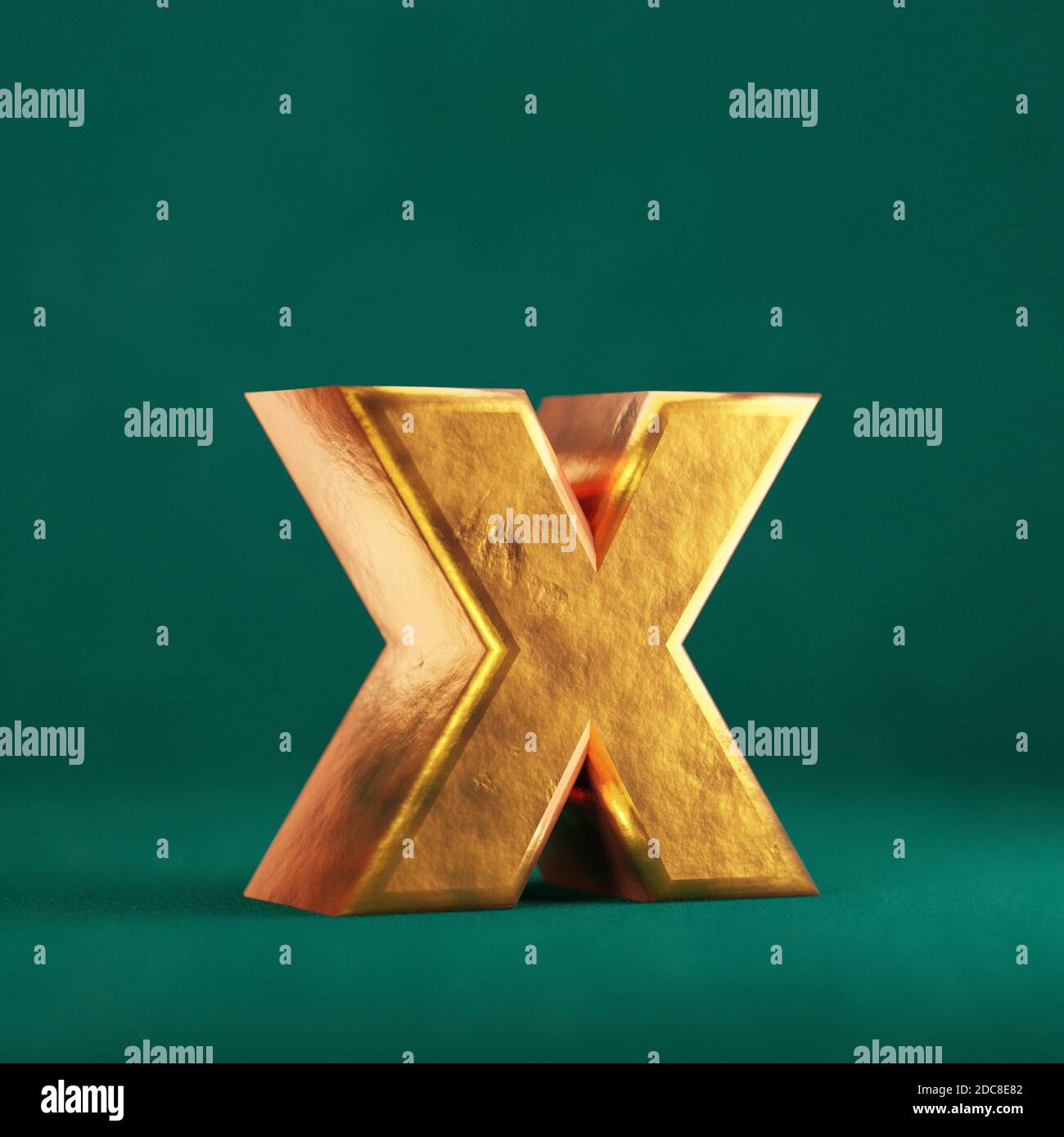 Fortuna Gold Letter X lowercase on Tidewater Green background. Trend ...