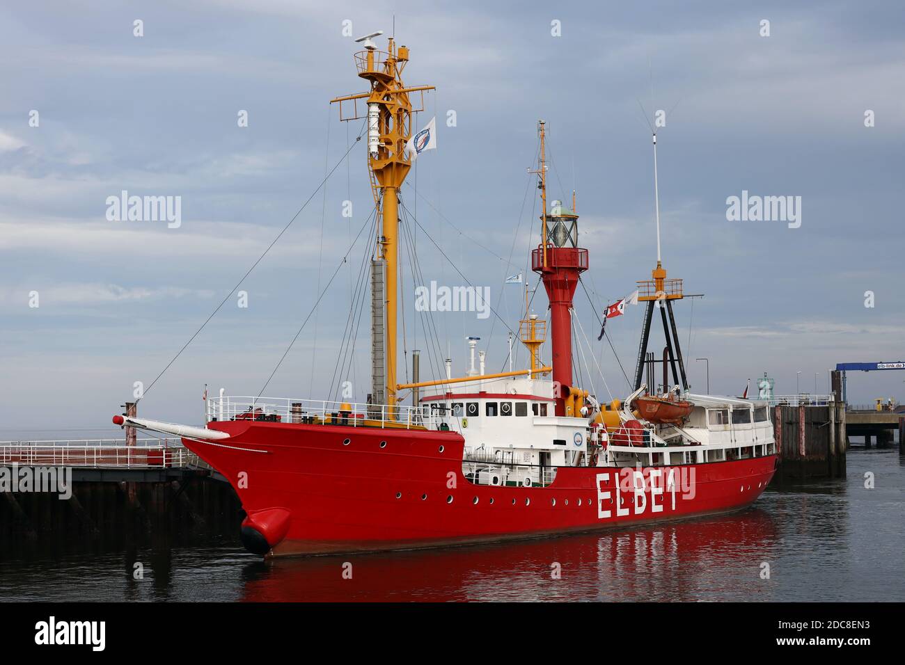 The museum ship BGM Oswald Elbe 1 lies in the port of Cuxhaven on ...