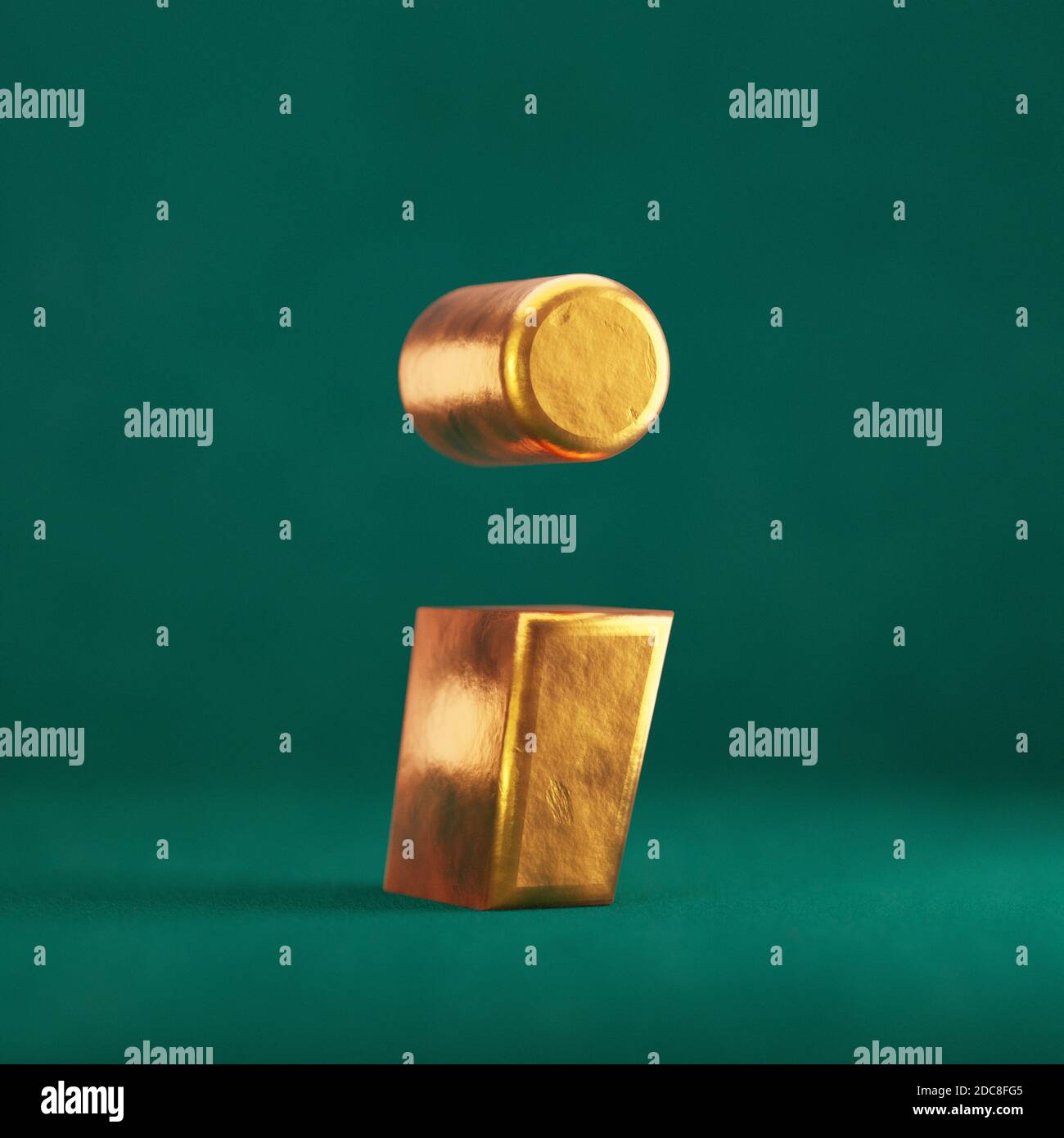 Fortuna Gold Semicolon on Tidewater Green background. Trend color font ...