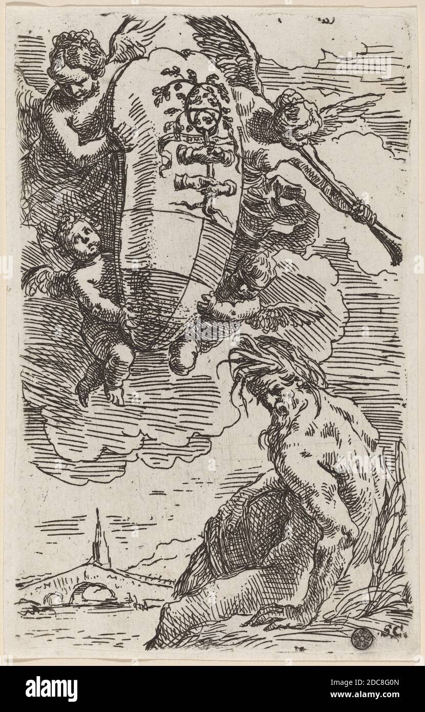 Simone Cantarini, (artist), Pesarese, 1612 - 1648, Frontispiece with ...