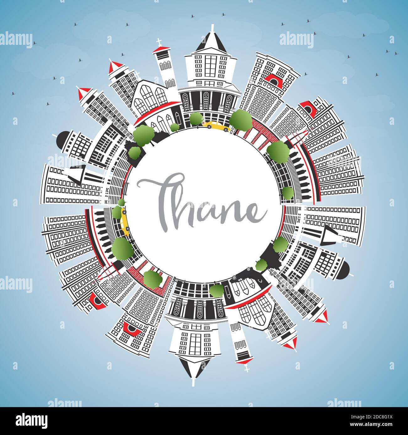 Thane India City Skyline with Gray Buildings, Blue Sky and Copy Space ...