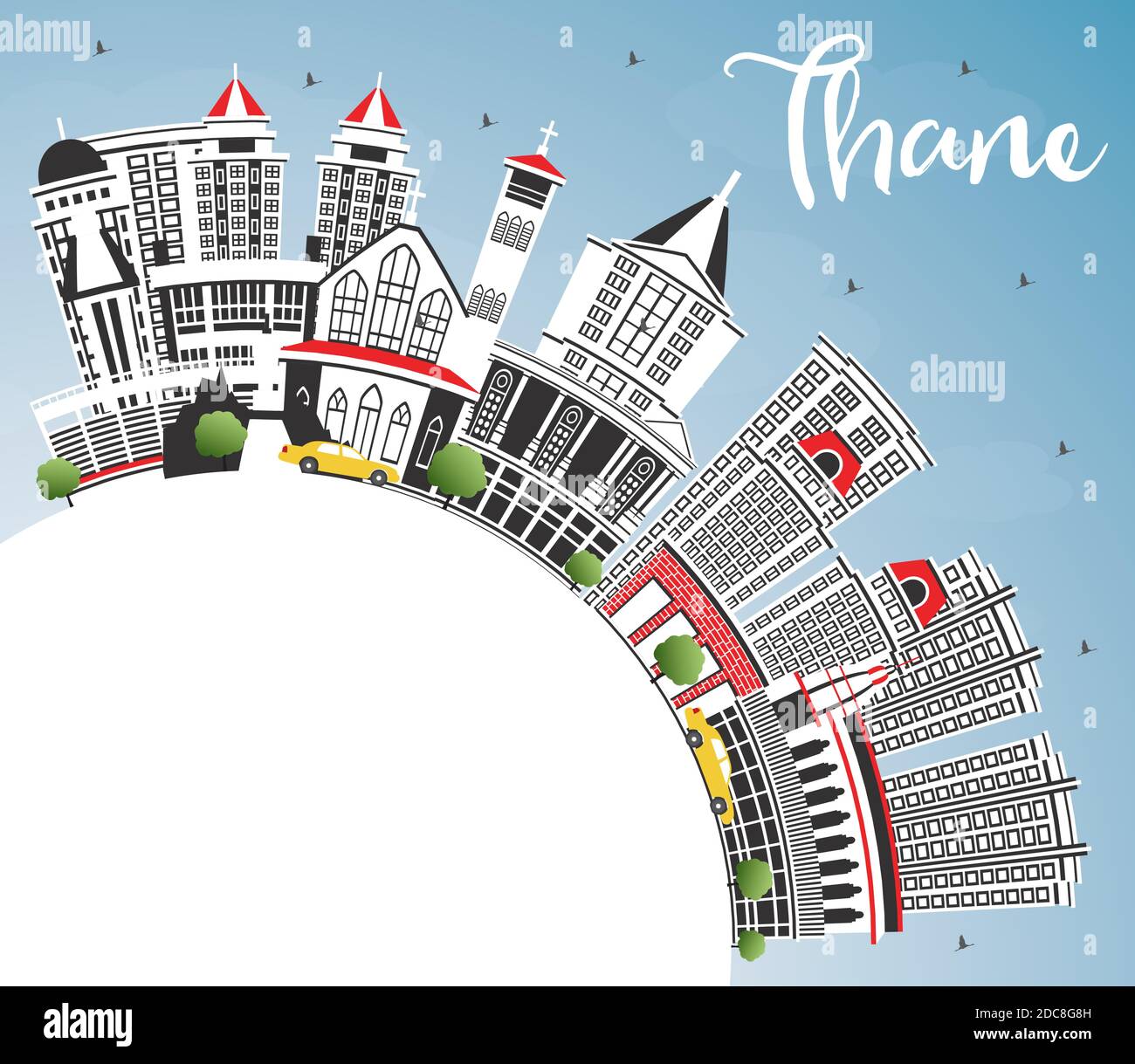 Thane India City Skyline with Gray Buildings, Blue Sky and Copy Space ...