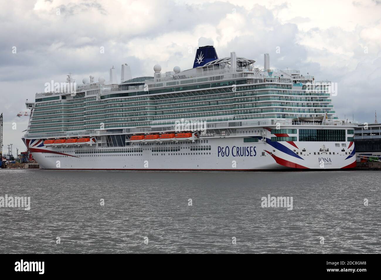 The new cruise ship Iona is waiting in Bremerhaven at Columbuskaje on ...