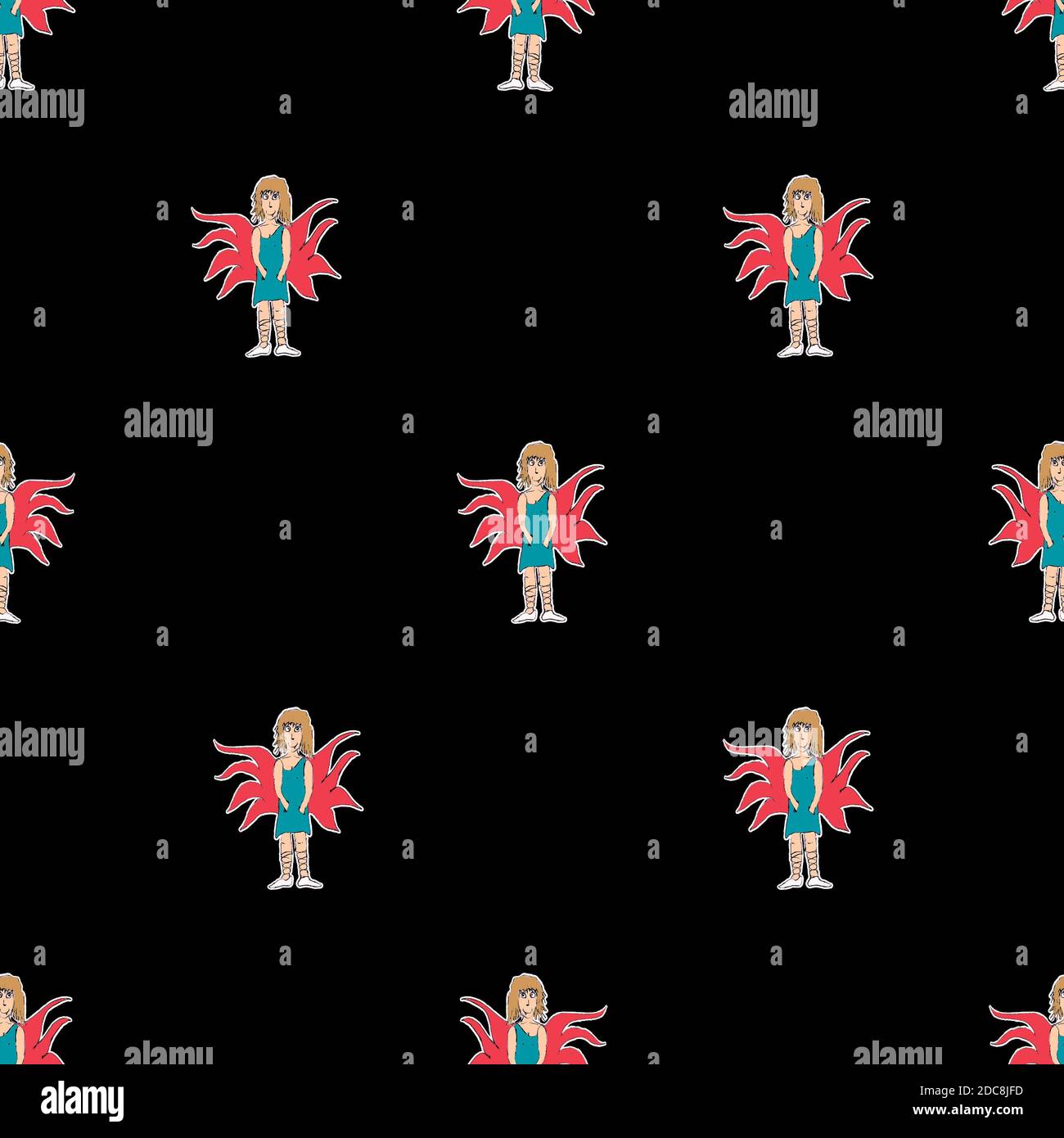 Conversational seamless pattern design fairy girl drawing motif Stock ...