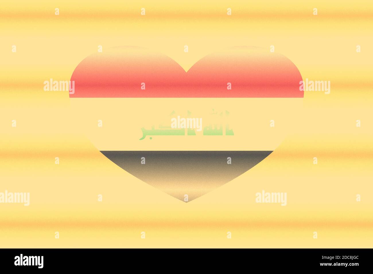 Abstract flag of Iraq in grunge heart shaped. Pastel background. Grain ...