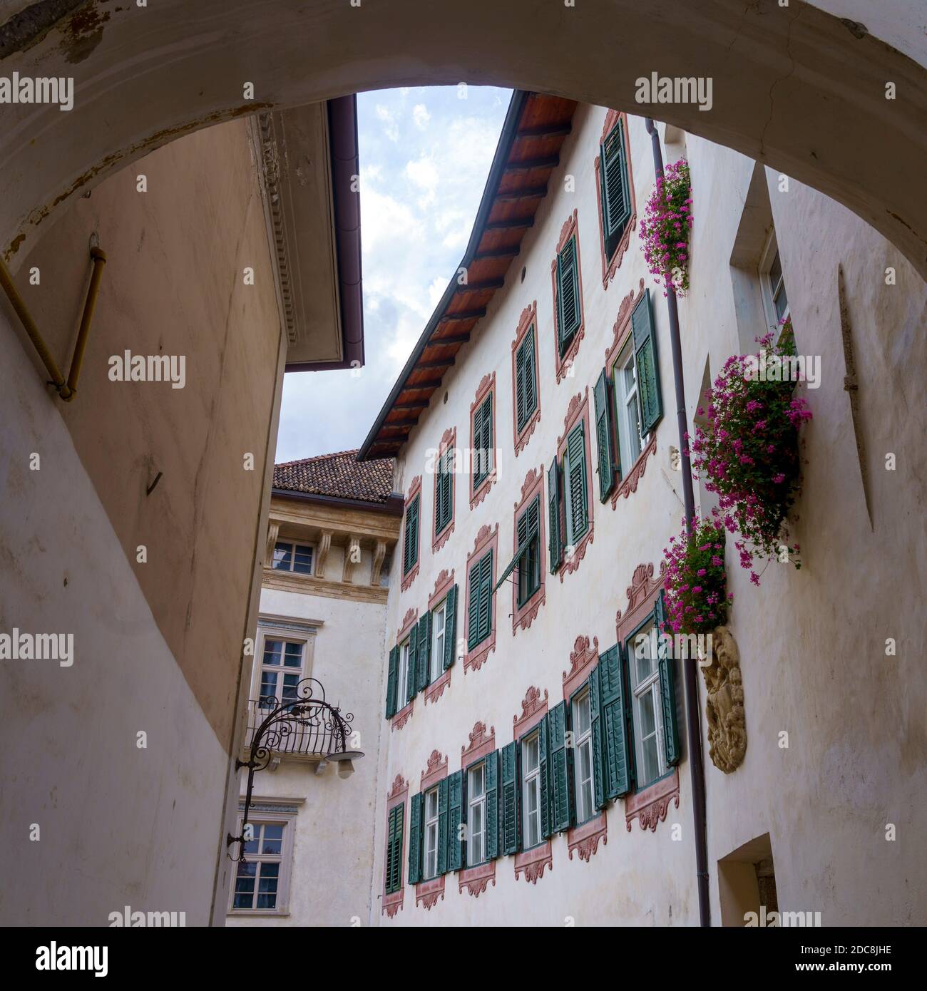 Historic city of Merano, Bolzano, Trentino Alto Adige, Italy. A street ...
