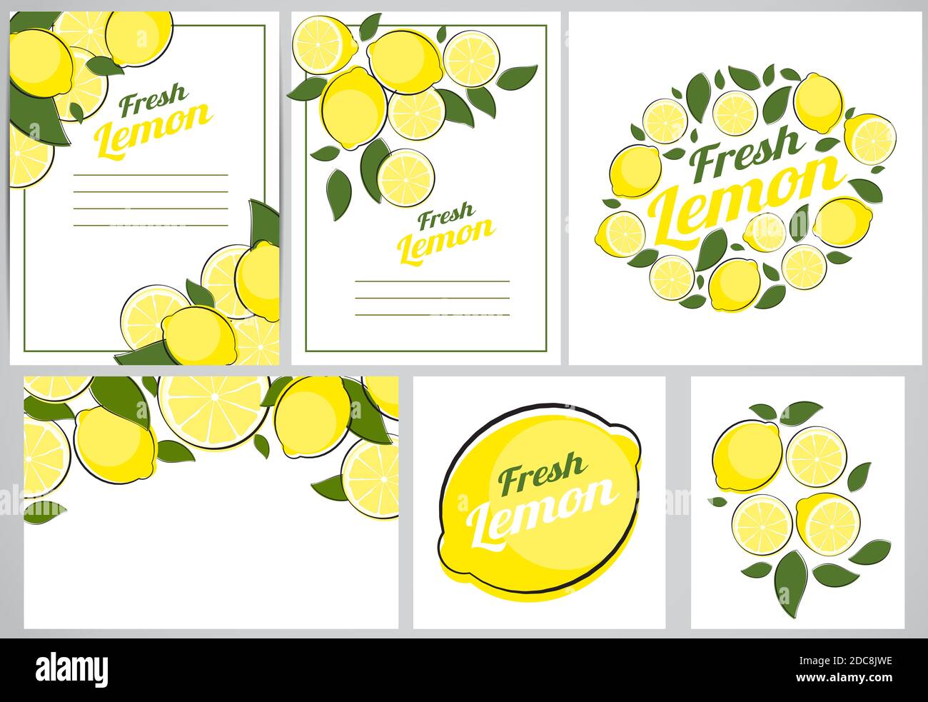 Abstract Lemon Natural Background Colection Set Illustration Stock ...