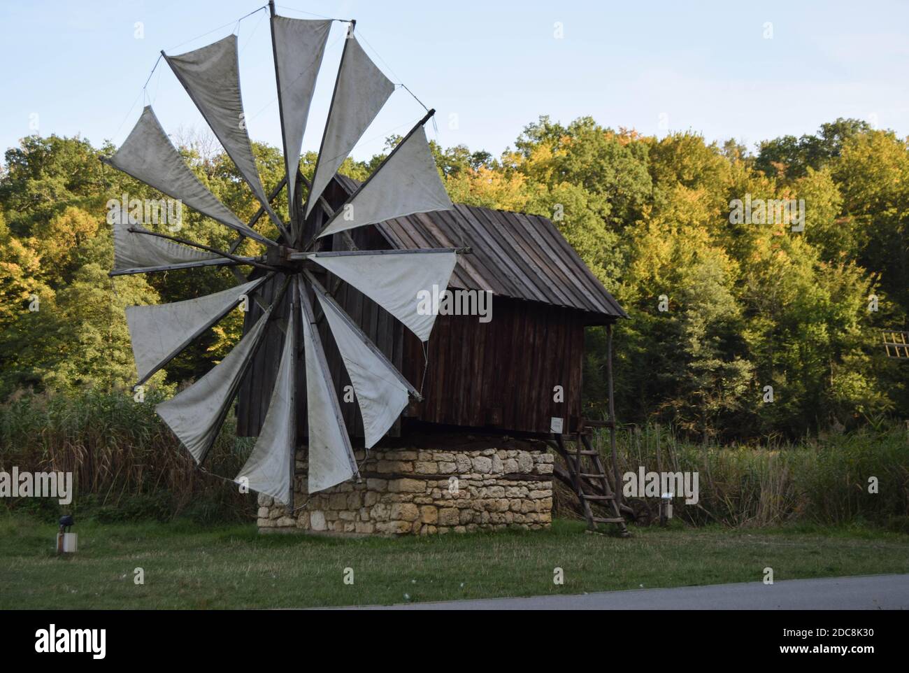 Old historic windmill with sails in Sibiu, Transilvanya. Traditional ...