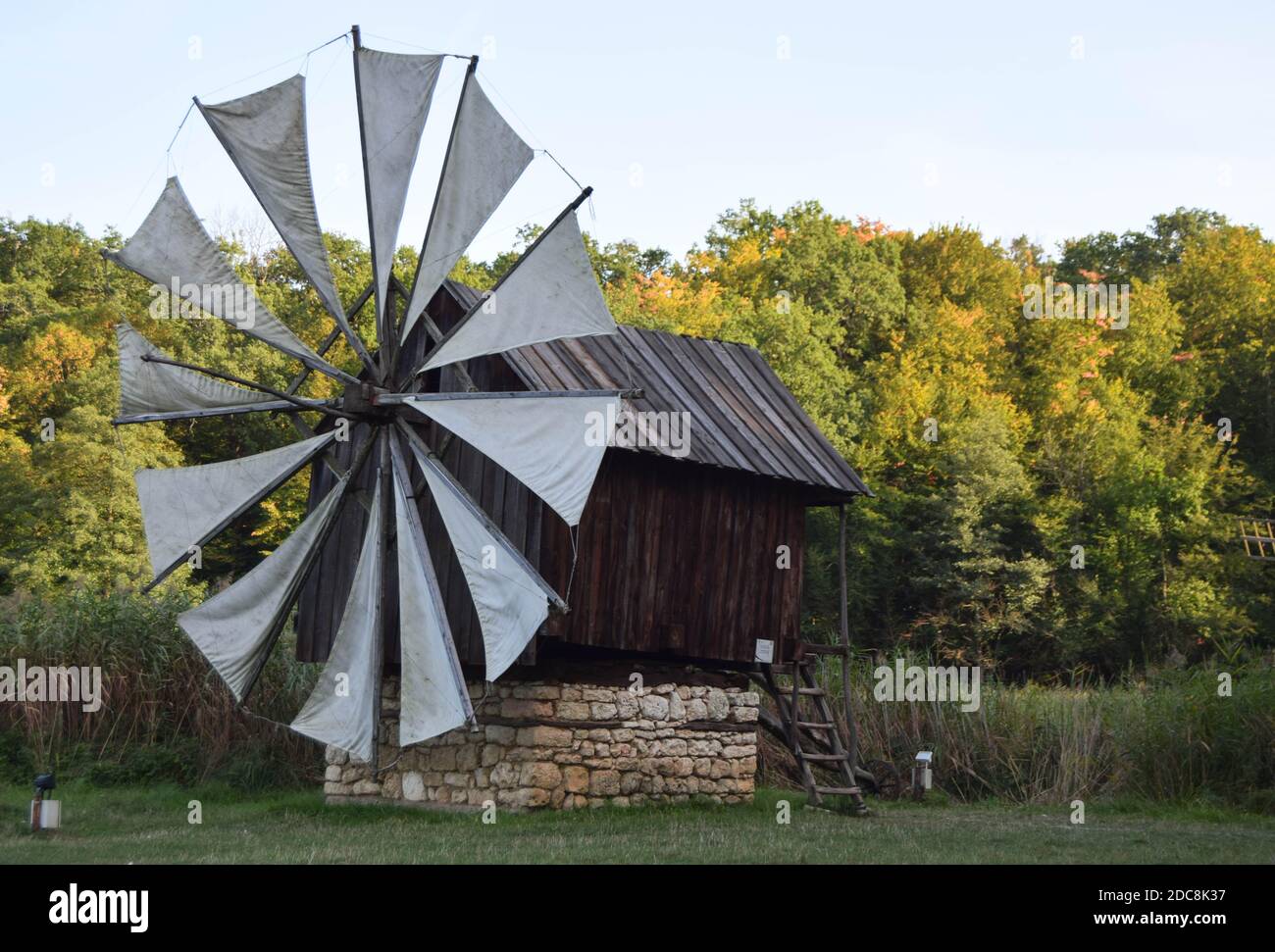 Old historic windmill with sails in Sibiu, Transilvanya. Traditional ...