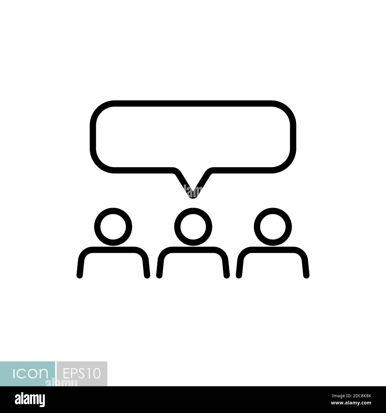Crowd of people with text bubbles vector icon. Demonstration, protest ...