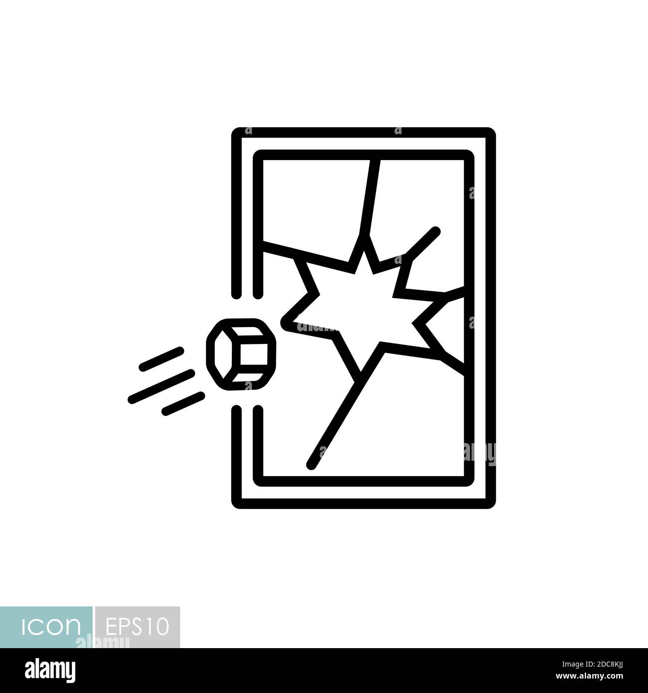 Broken store vector icon. Broken windows and facades of store buildings ...