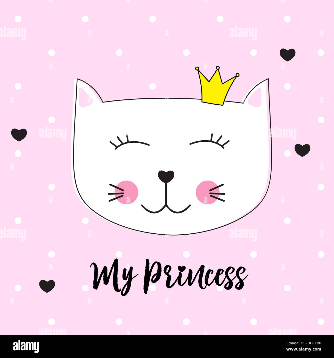 Little Cute Cat Princess Illustration Stock Photo - Alamy