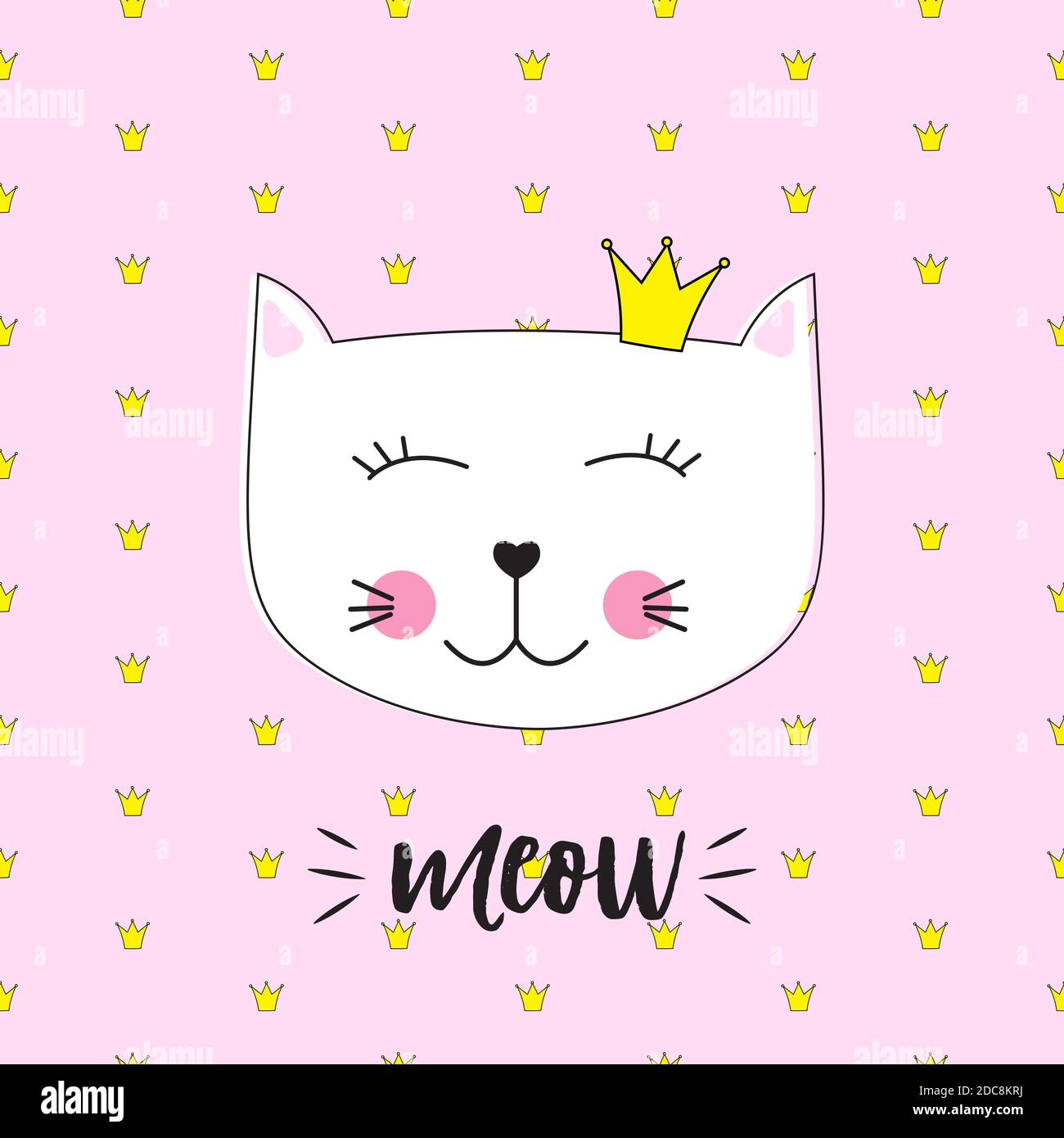Little Cute Cat Princess Illustration Stock Photo - Alamy