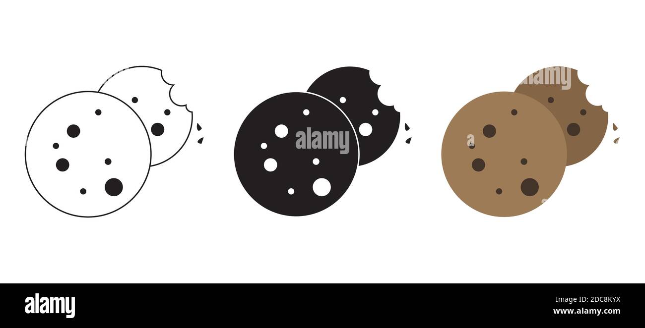 Browser cookies icons set in outline, filled and colored styles ...