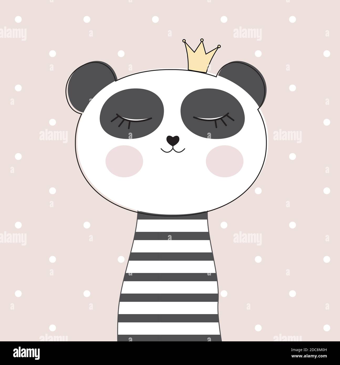 Little Cute Panda Princess Illustration Stock Photo - Alamy